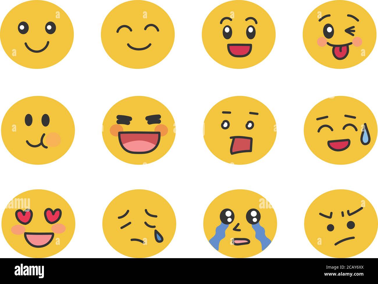 Set of expressive emoticon. Vector illustration isolated on white ...