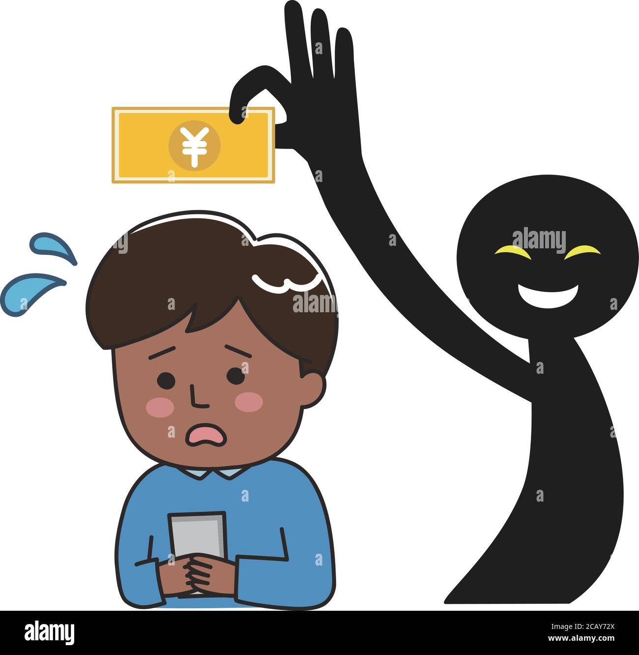 Man got scammed on the internet. Vector illustration isolated on white ...