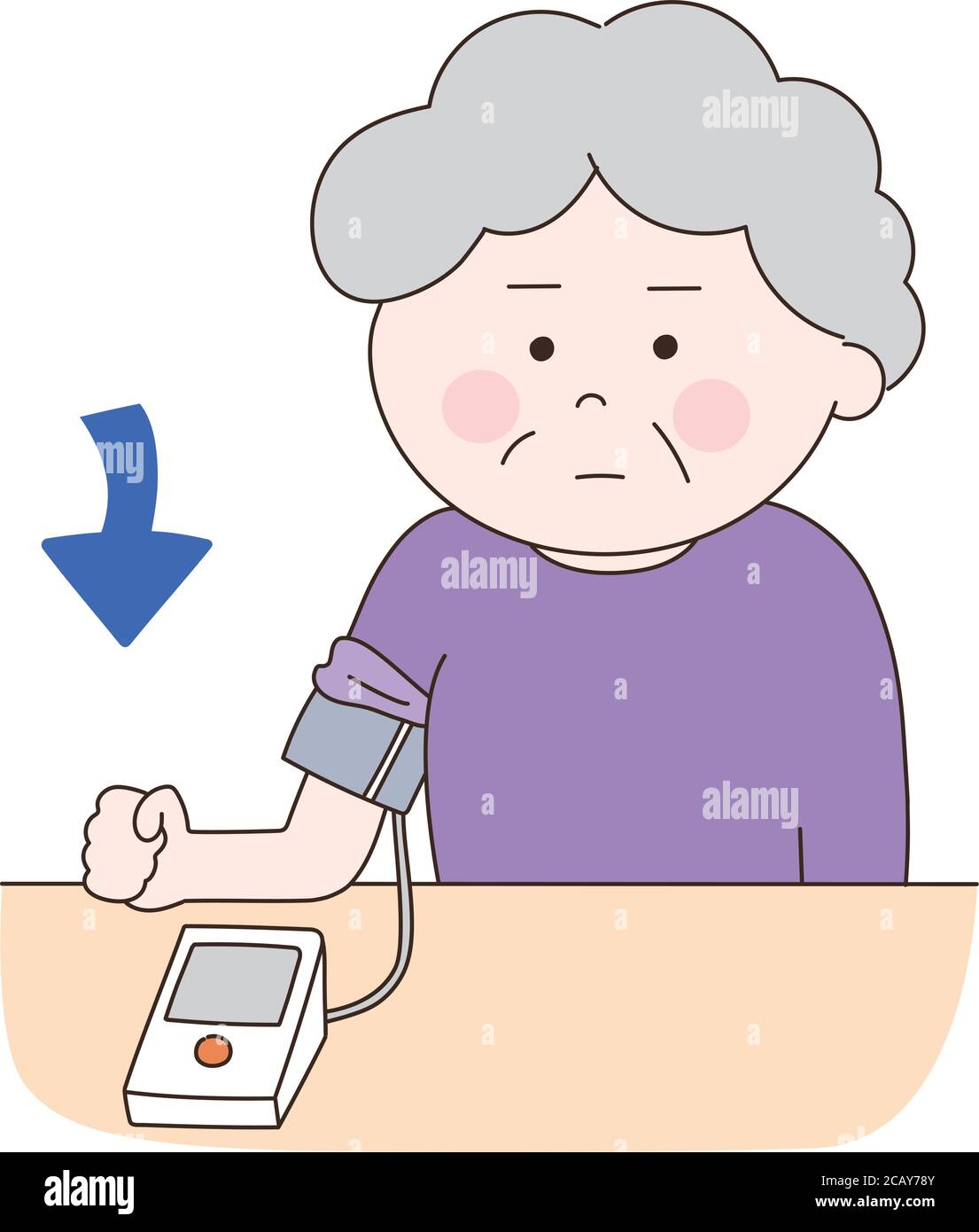 Elderly woman suffering from low blood pressure. Vector illustration ...