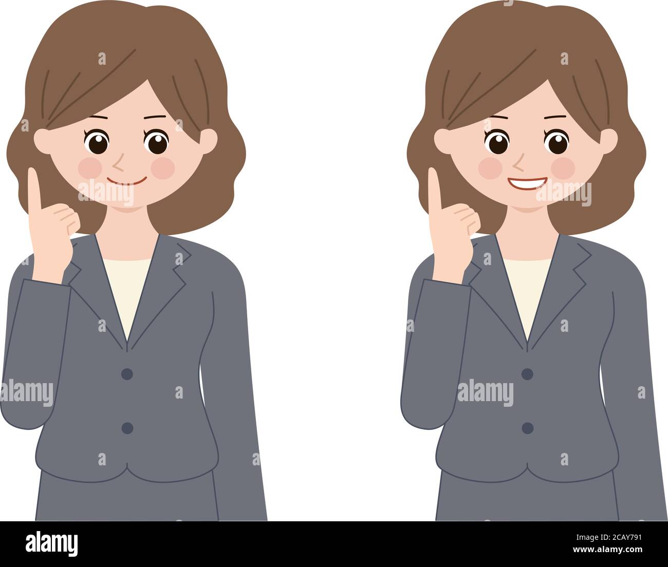 Business woman wearing a suit coming up with a good idea. Vector ...