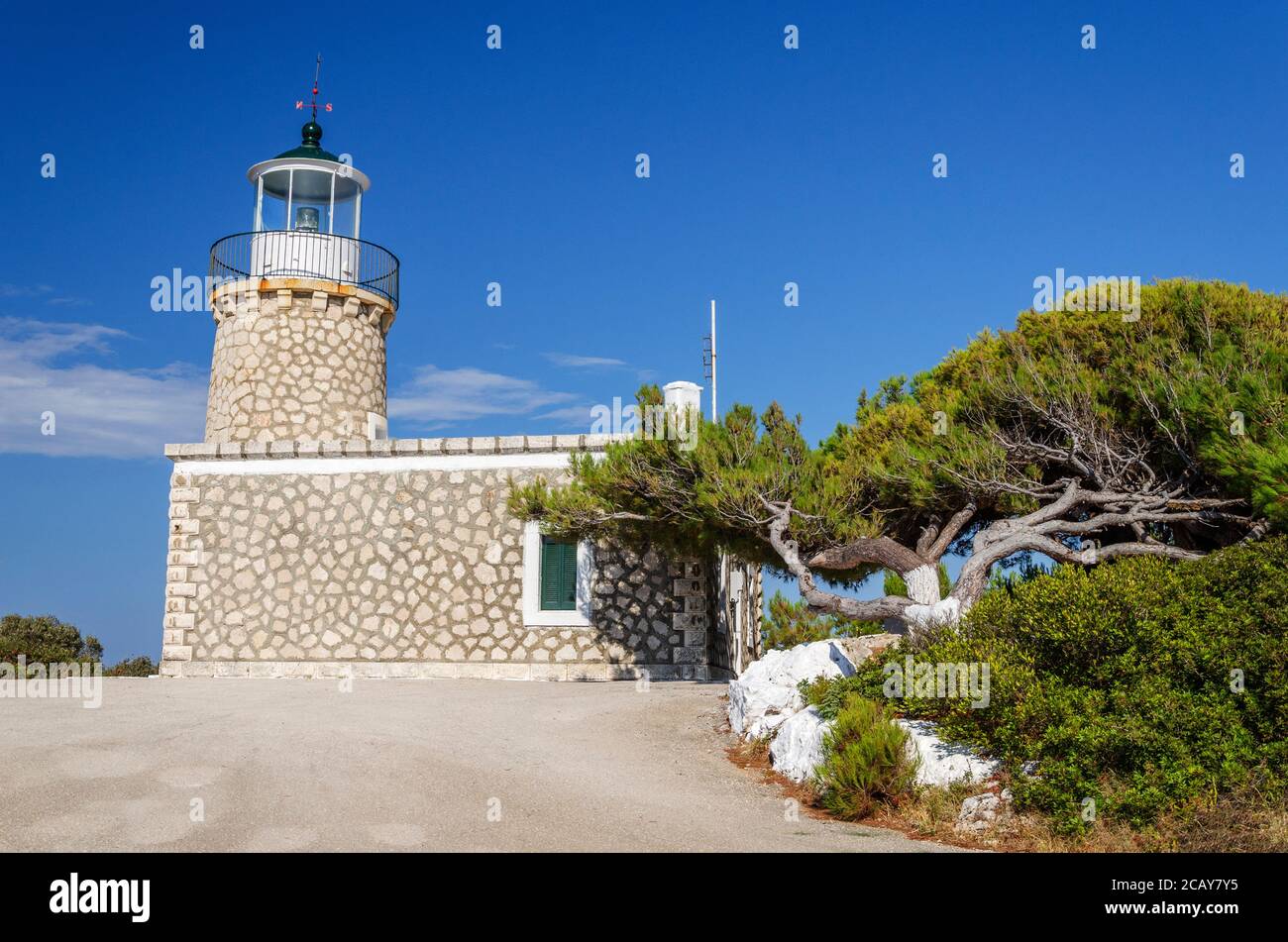 Skinari lighthouse on the north of Zakynthos island on Ionian Sea ...