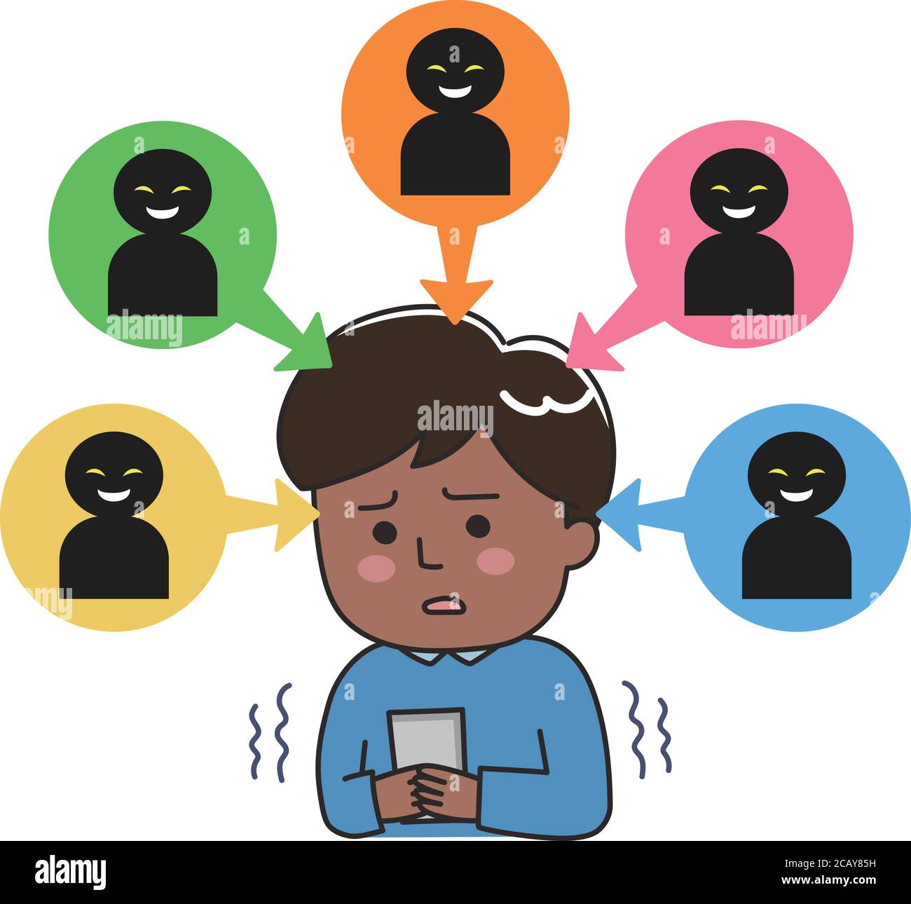 Man has a lot of problems with online slander. Vector illustration ...