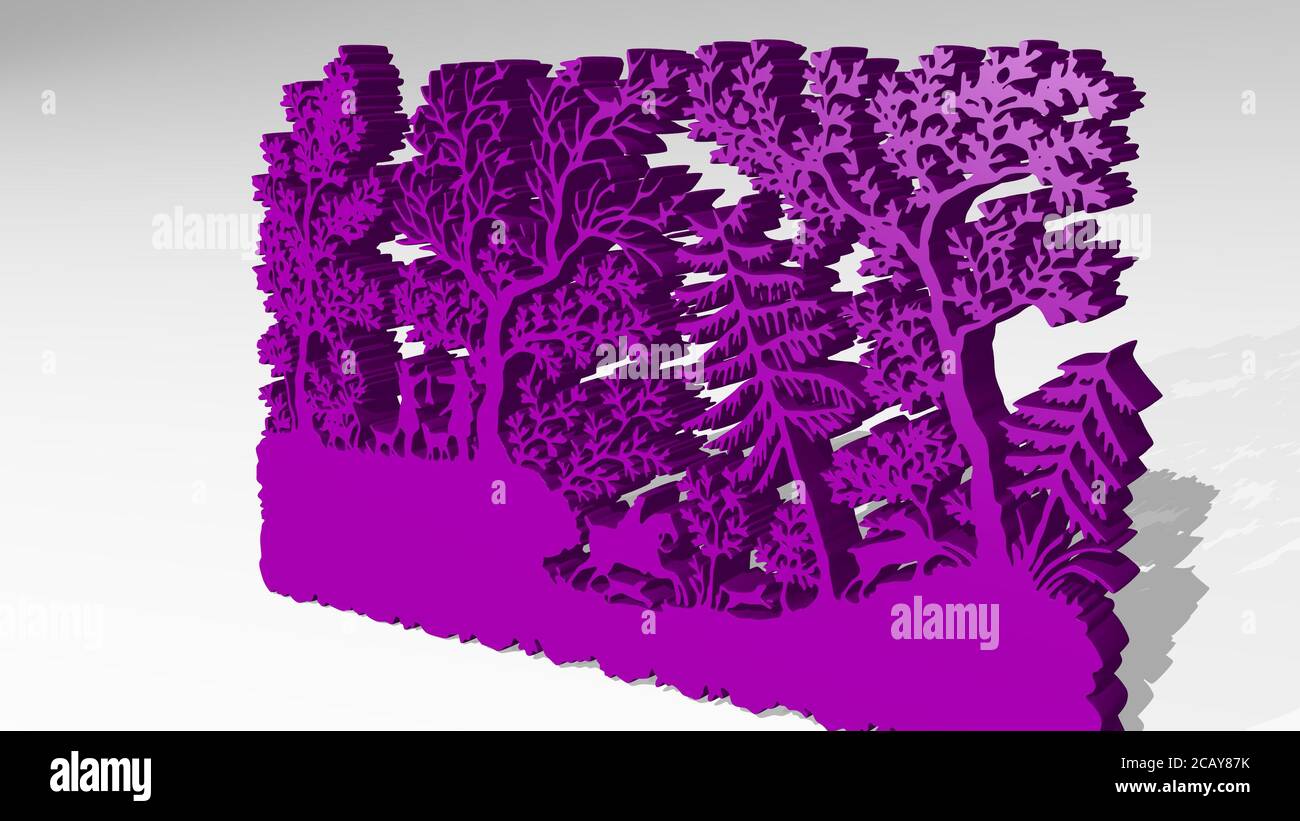 people and trees 3D icon casting shadow. 3D illustration. business and ...