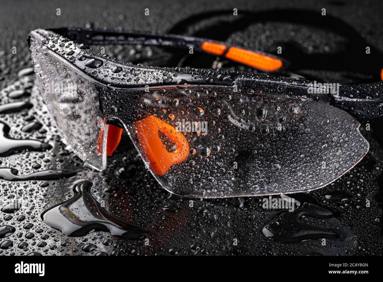 Work glasses for workers covered with drops of water. Health and safety ...
