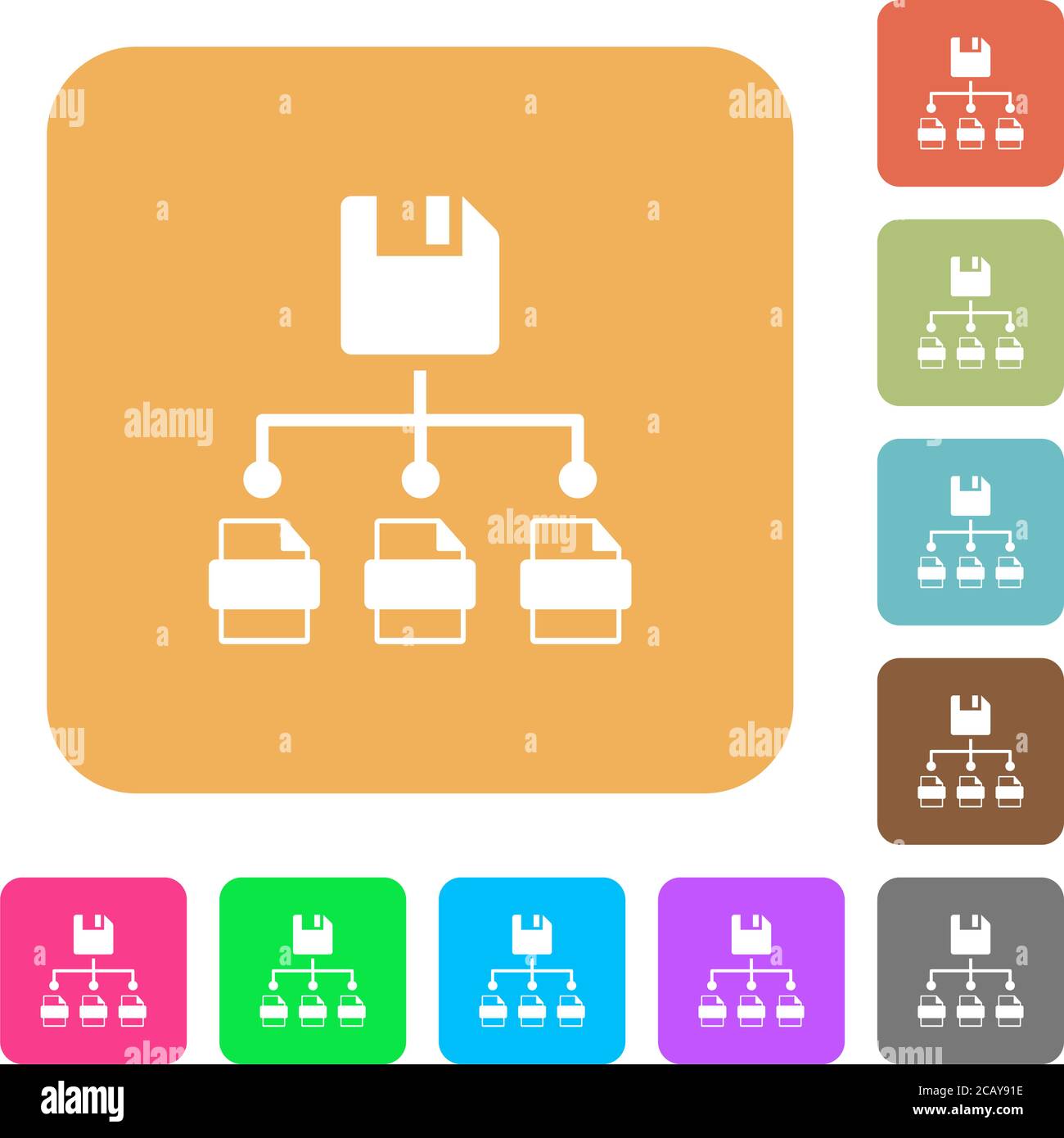 Save file as multiple format flat icons on rounded square vivid color backgrounds Stock Vector ...