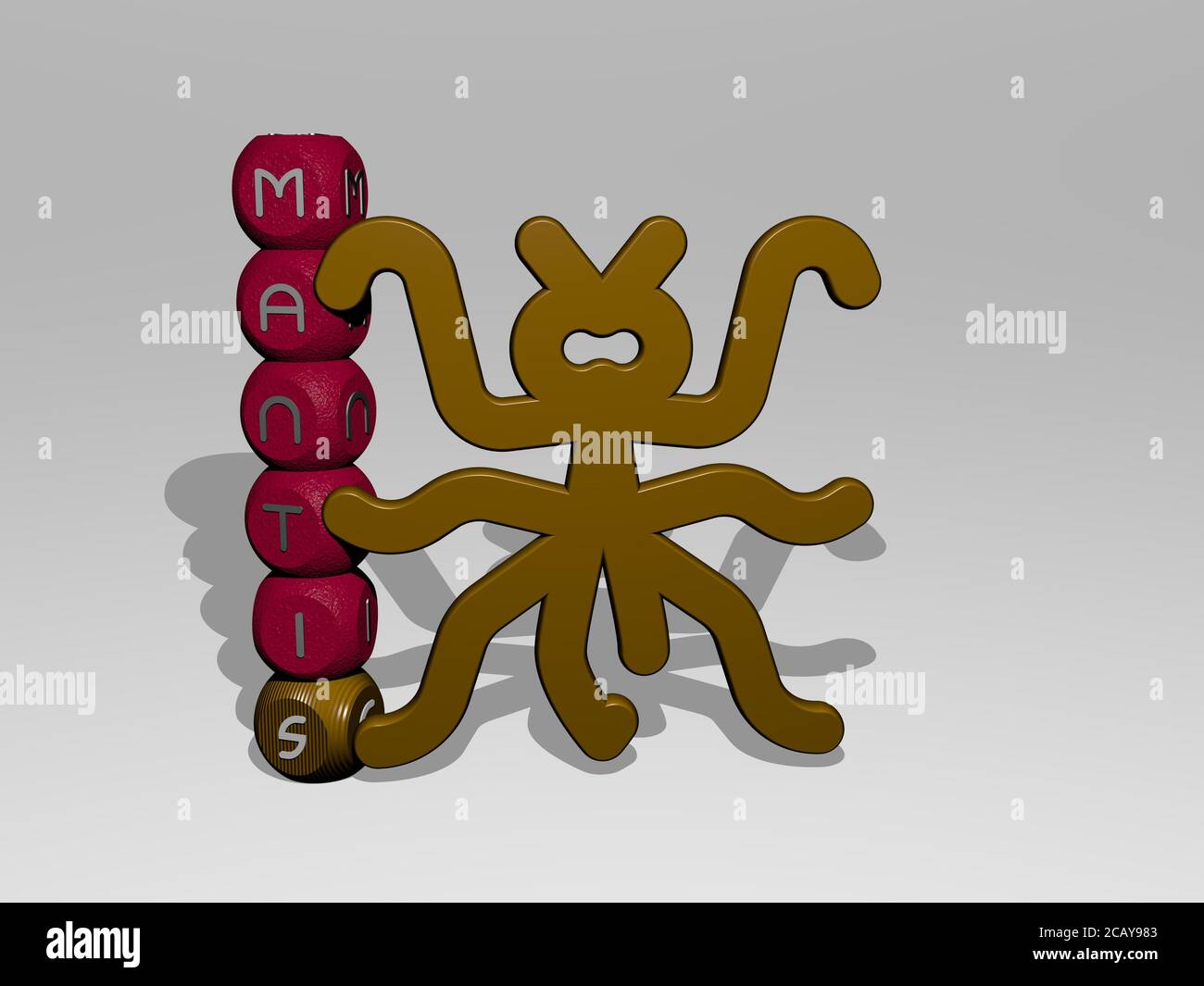 MANTIS 3D icon and dice letter text. 3D illustration. praying and green ...