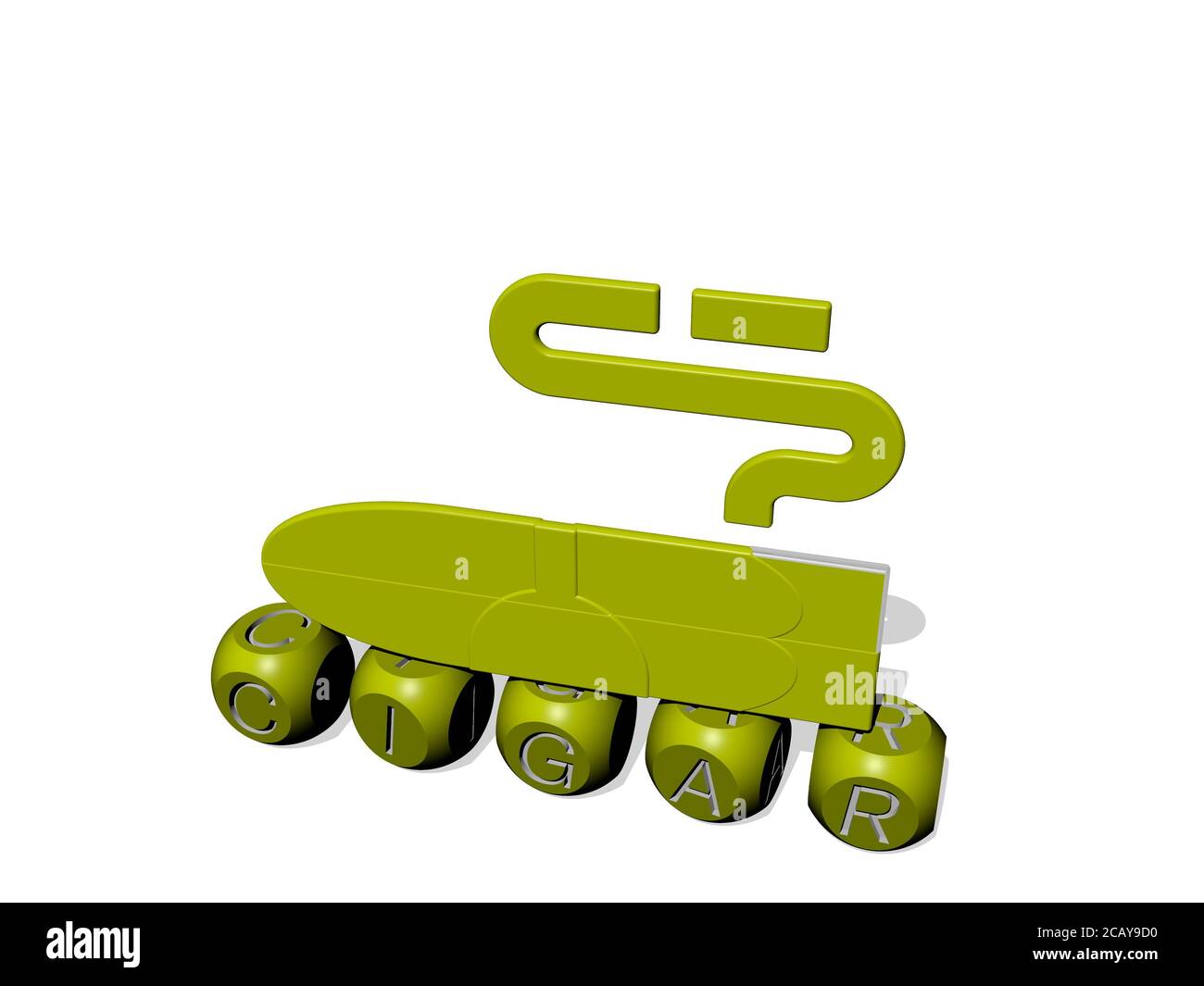 CIGAR cubic letters with 3D icon on the top. 3D illustration ...