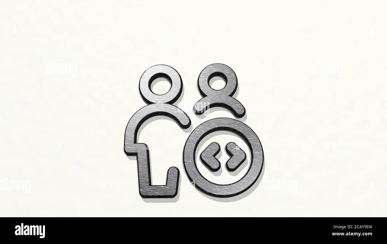 multiple actions coding 3D icon on the wall. 3D illustration ...