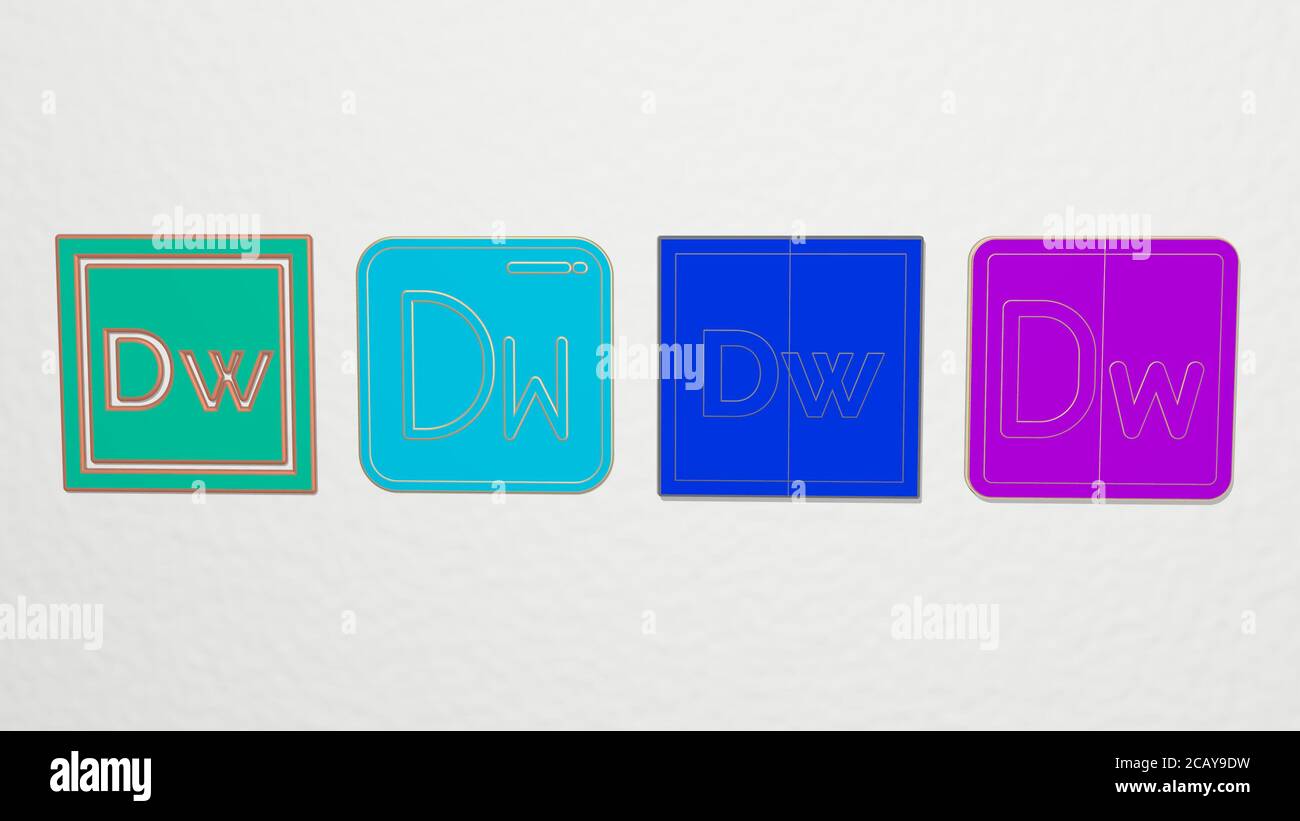 dreamweaver 4 icons set. 3D illustration Stock Photo - Alamy