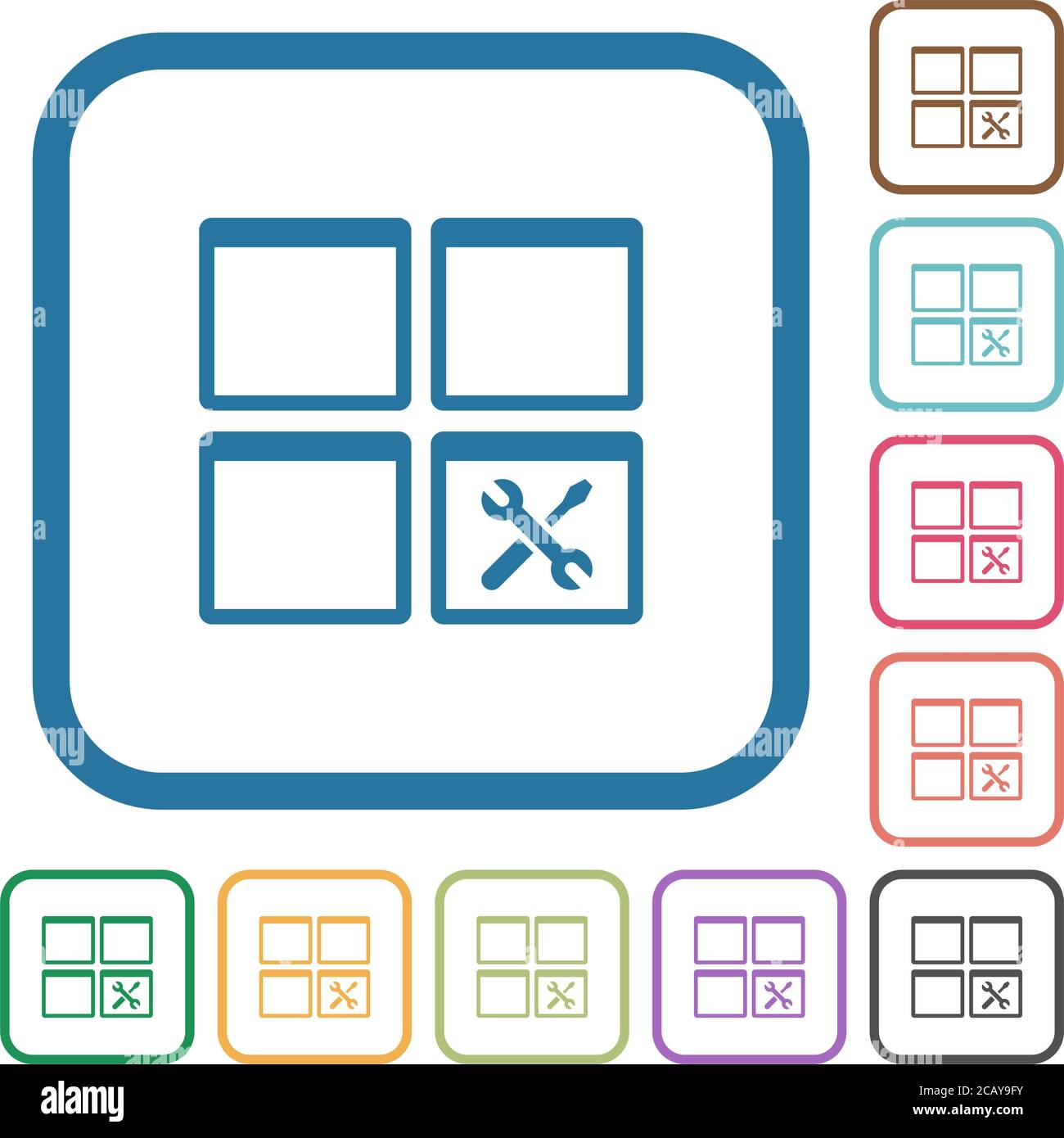 Dashboard tools simple icons in color rounded square frames on white background Stock Vector ...