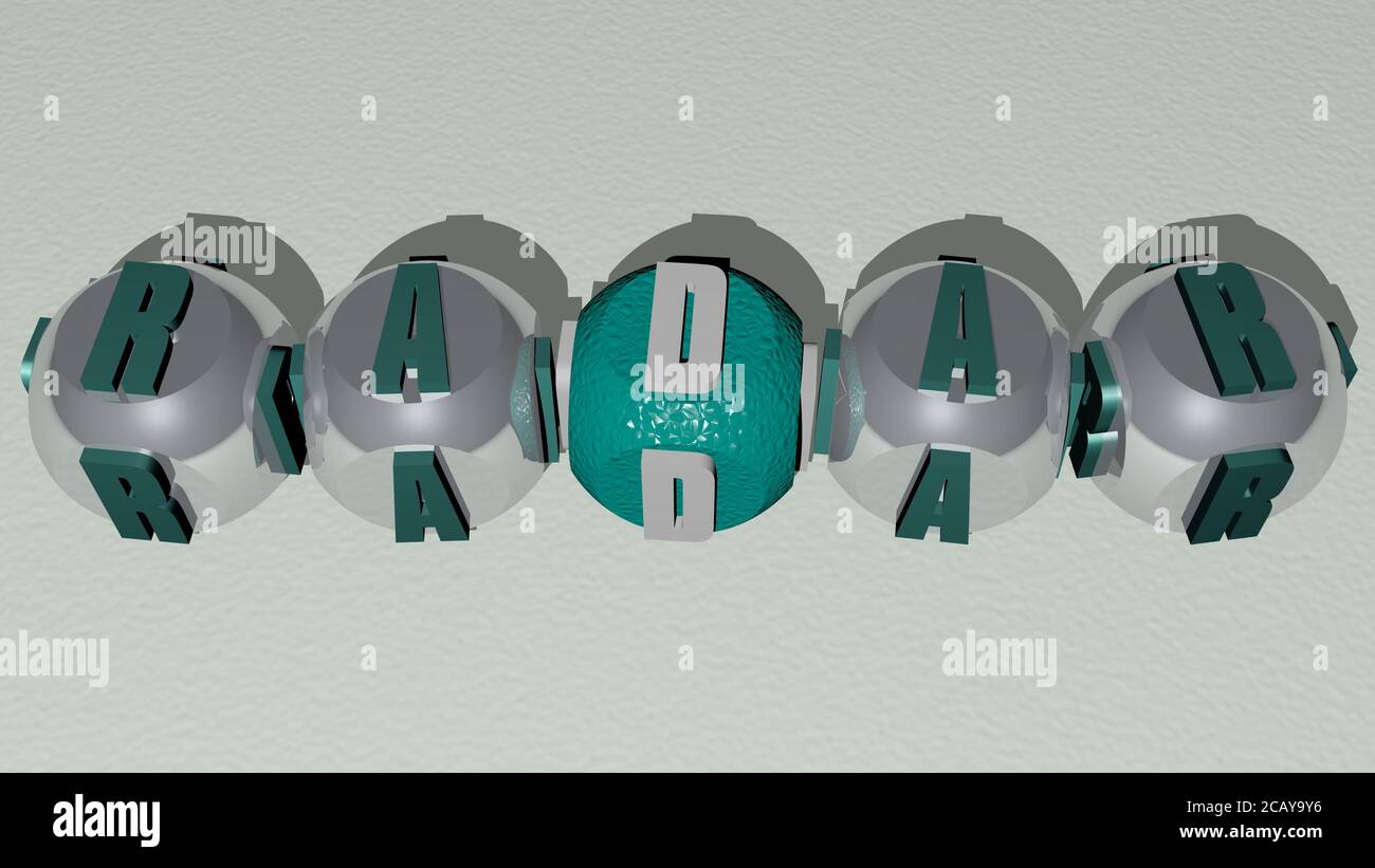 RADAR text by cubic dice letters. 3D illustration. background and icon ...