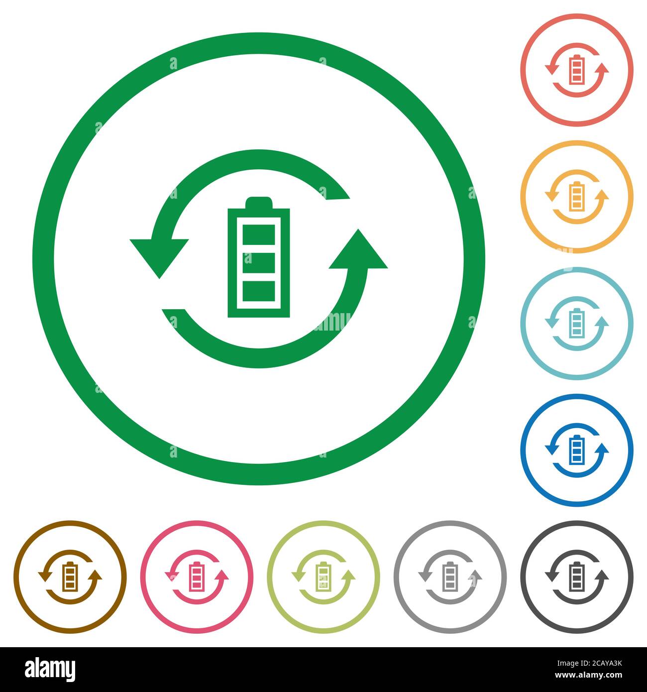 Renewable energy flat color icons in round outlines on white background ...