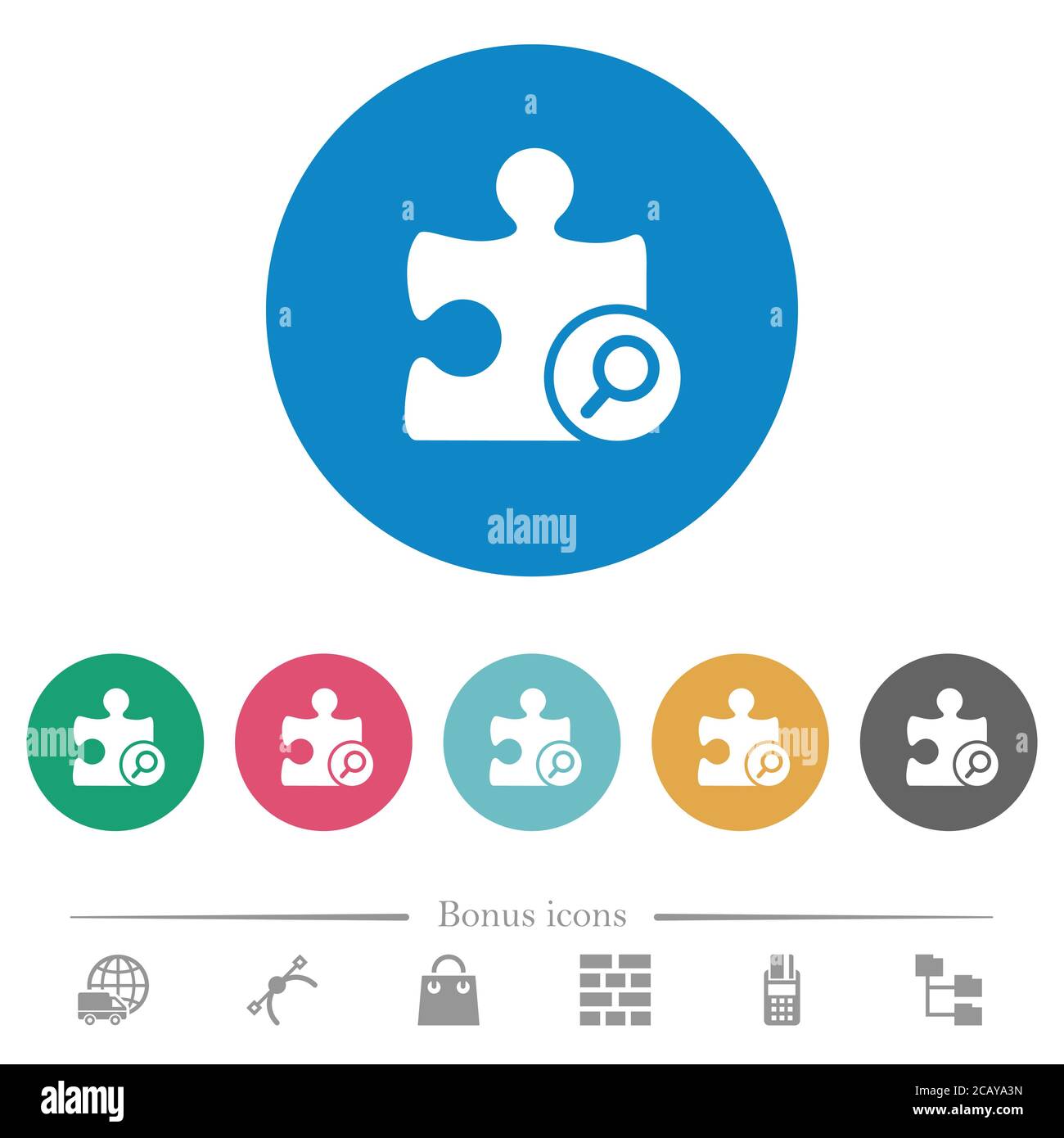 Find plugin flat white icons on round color backgrounds. 6 bonus icons ...