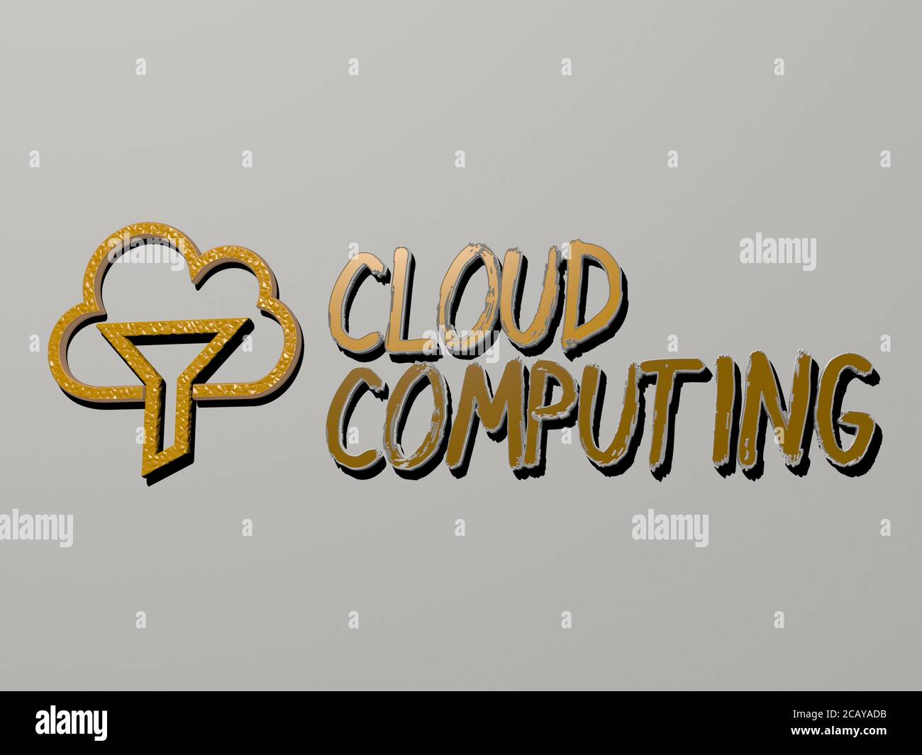 cloud computing icon and text on the wall. 3D illustration. background ...