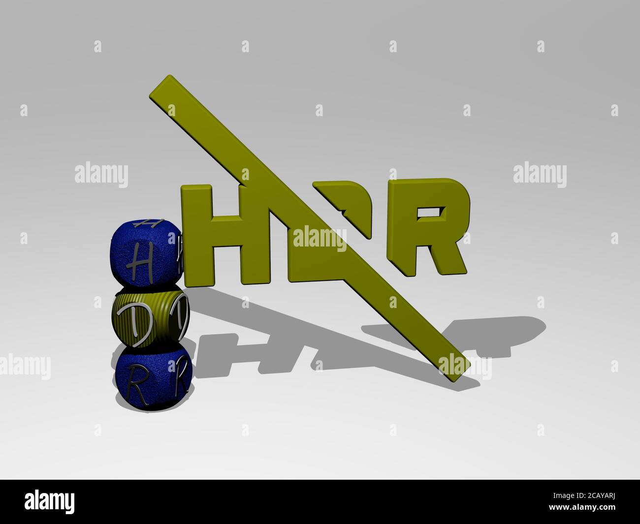 hdr 3D icon and dice letter text. 3D illustration. blue and ...