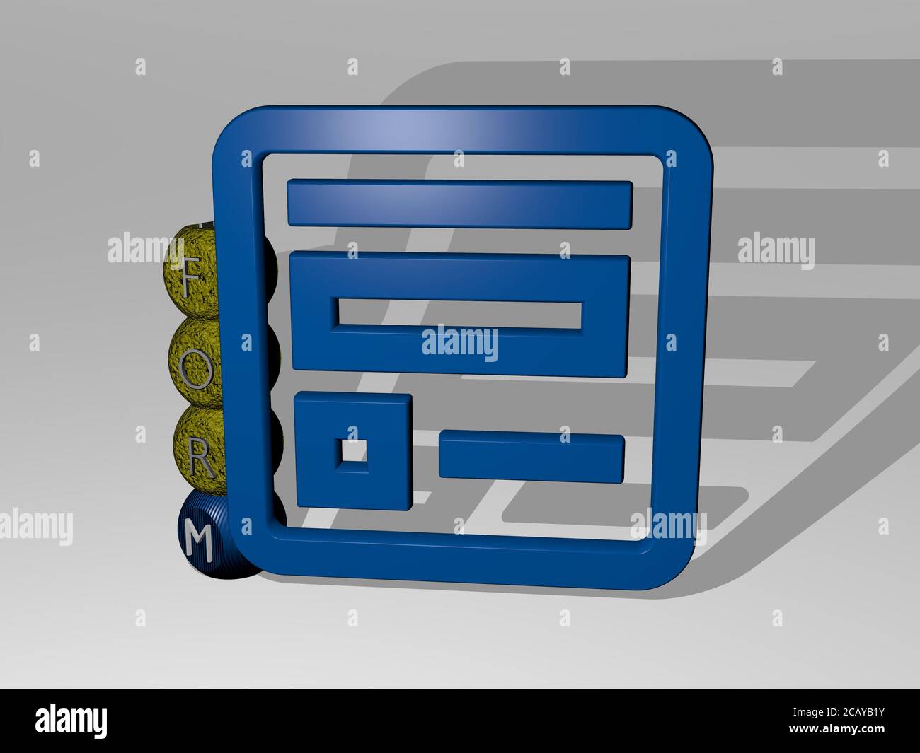 form 3D icon and dice letter text. 3D illustration. background and ...