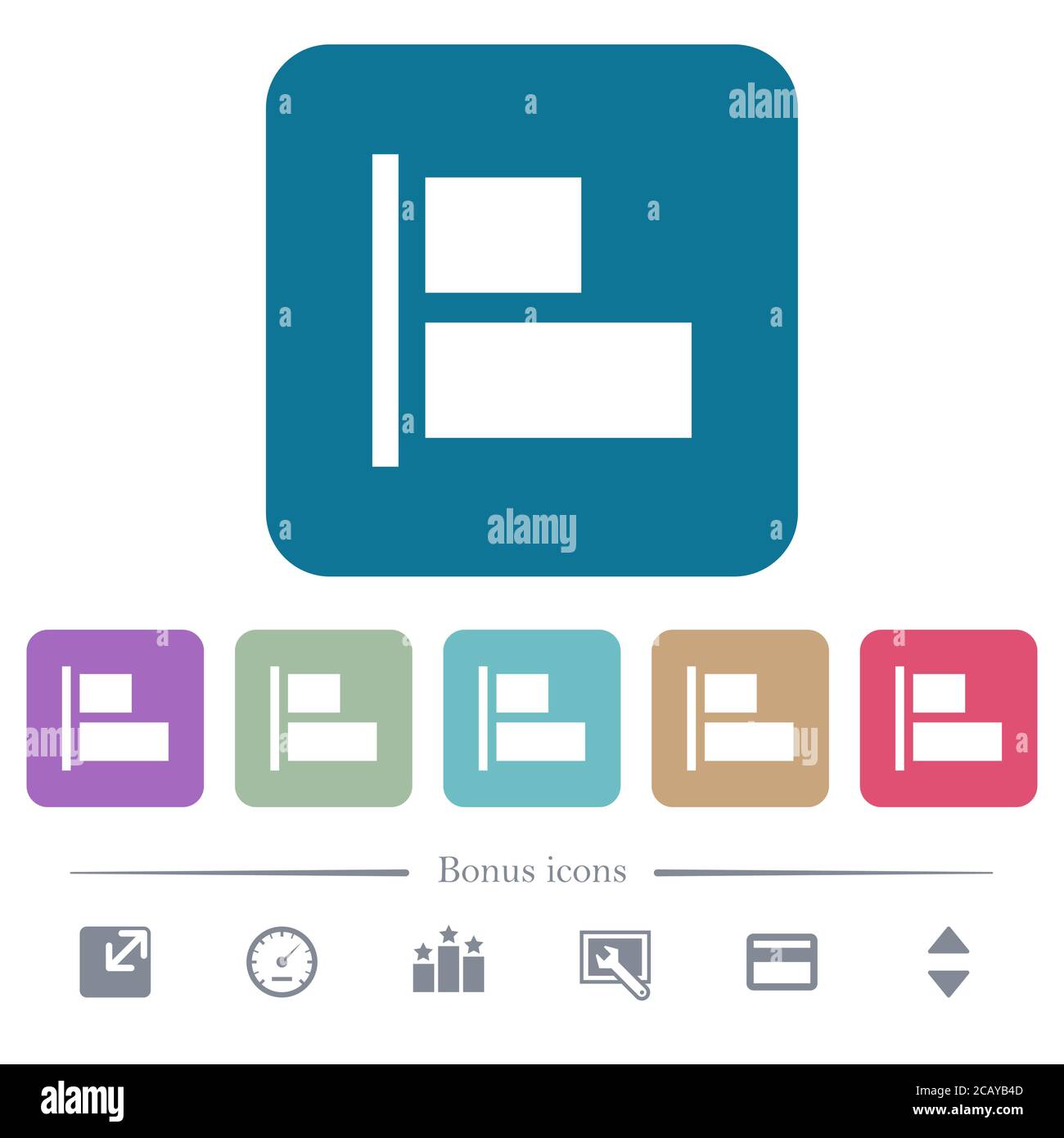 Align to left white flat icons on color rounded square backgrounds. 6 ...