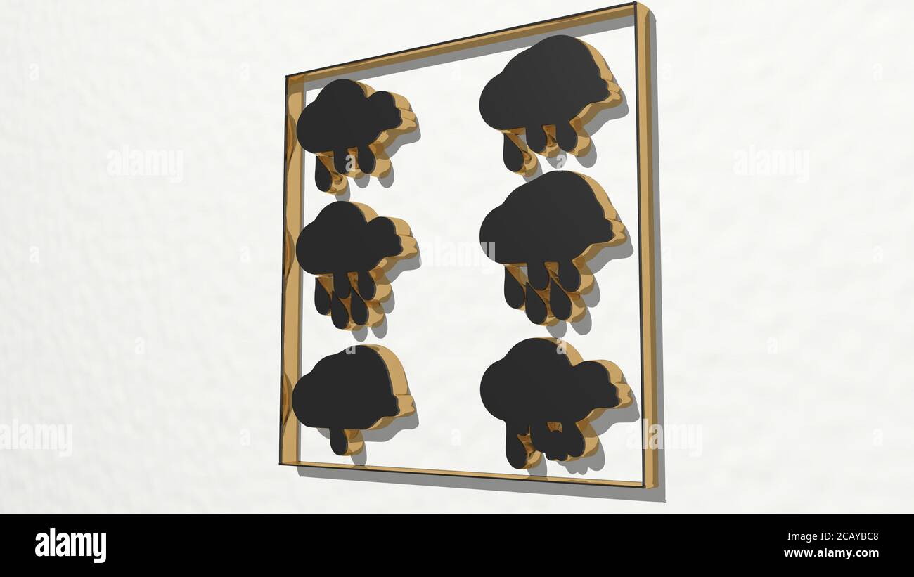 raining clouds 3D drawing icon. 3D illustration. background and ...