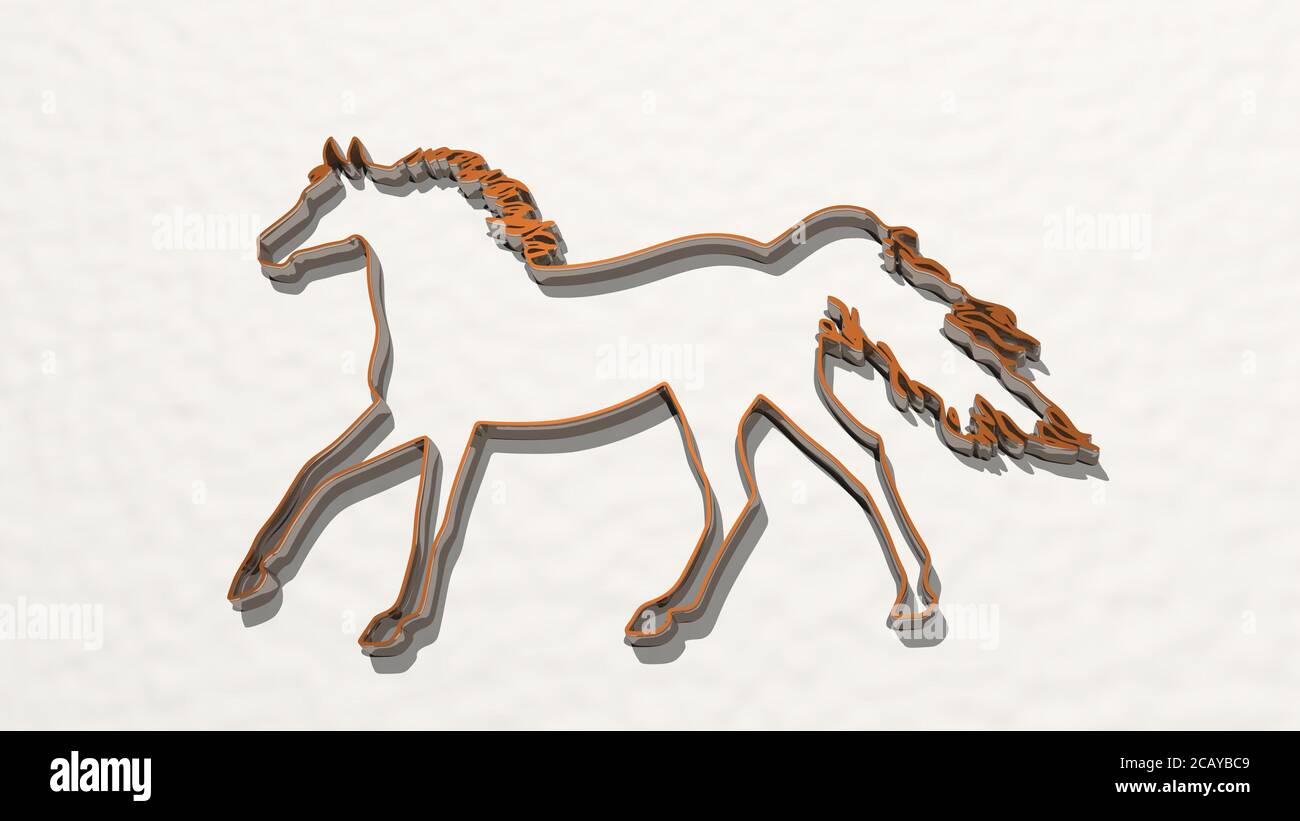 horse 3D drawing icon. 3D illustration. animal and background Stock ...