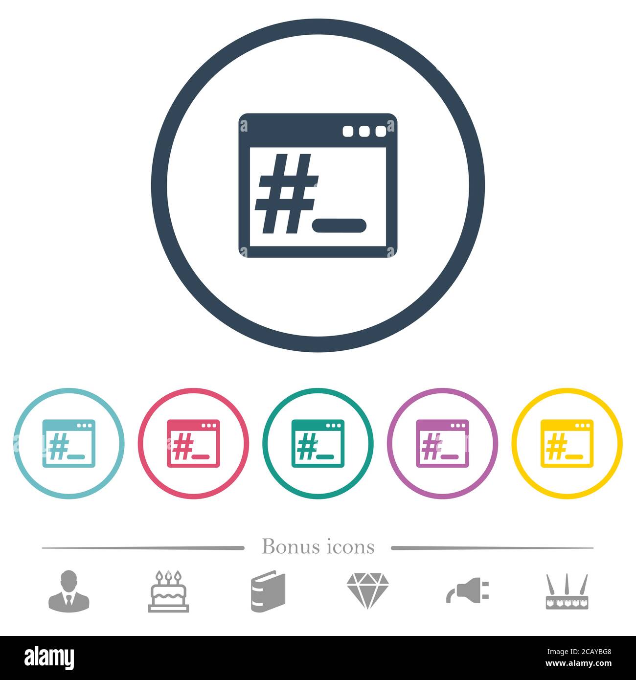 Root terminal flat color icons in round outlines. 6 bonus icons ...