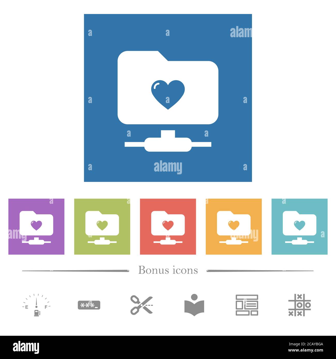 Favorite FTP flat white icons in square backgrounds. 6 bonus icons ...