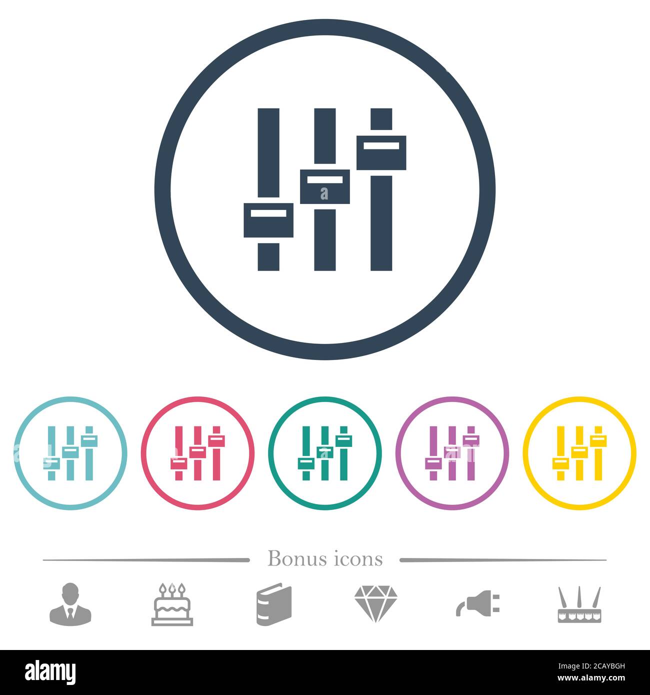 Adjust flat color icons in round outlines. 6 bonus icons included Stock ...