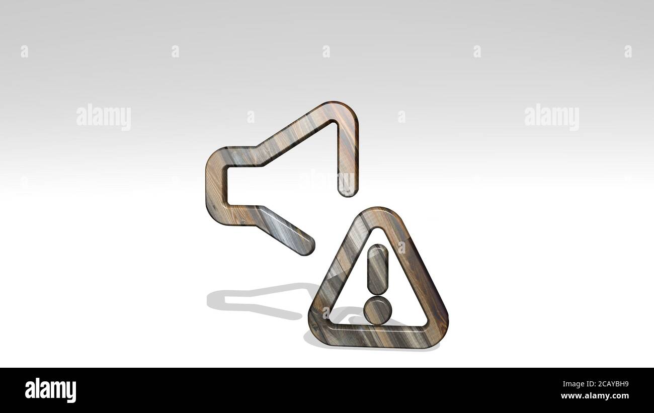volume control warning 3D icon standing on the floor. 3D illustration ...