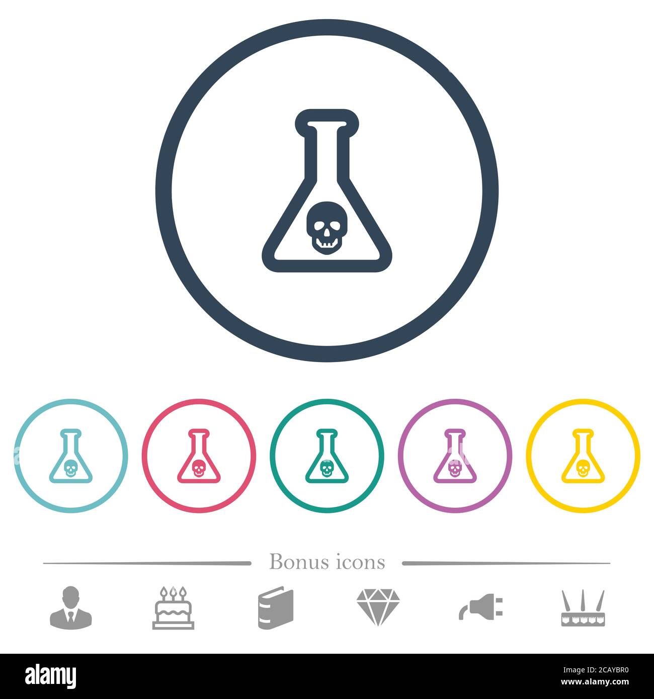 Dangerous chemical experiment flat color icons in round outlines. 6 ...