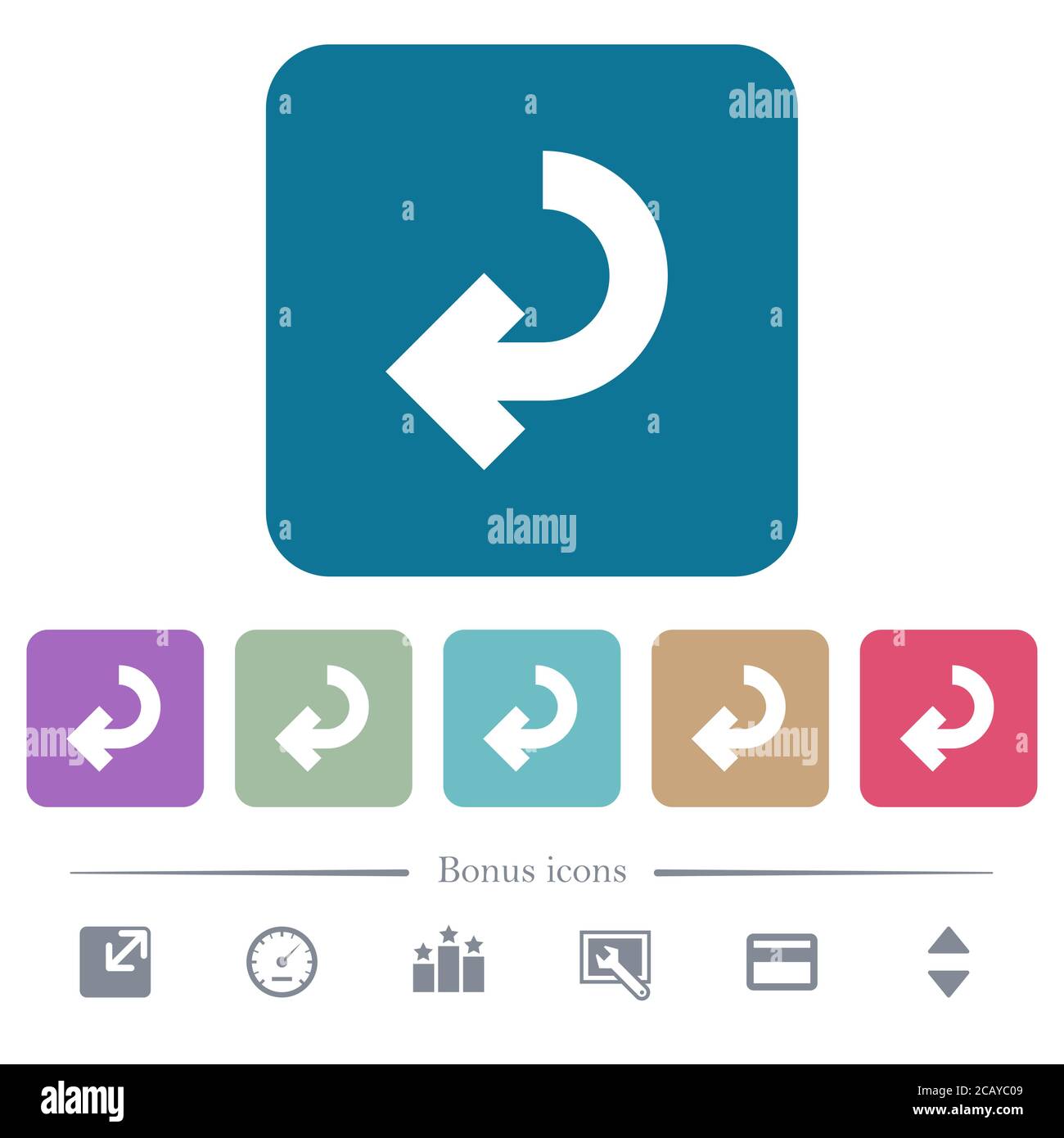 Return arrow white flat icons on color rounded square backgrounds. 6 ...