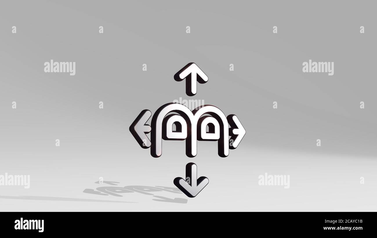 gesture expand two fingers 3D icon standing on the floor. 3D ...