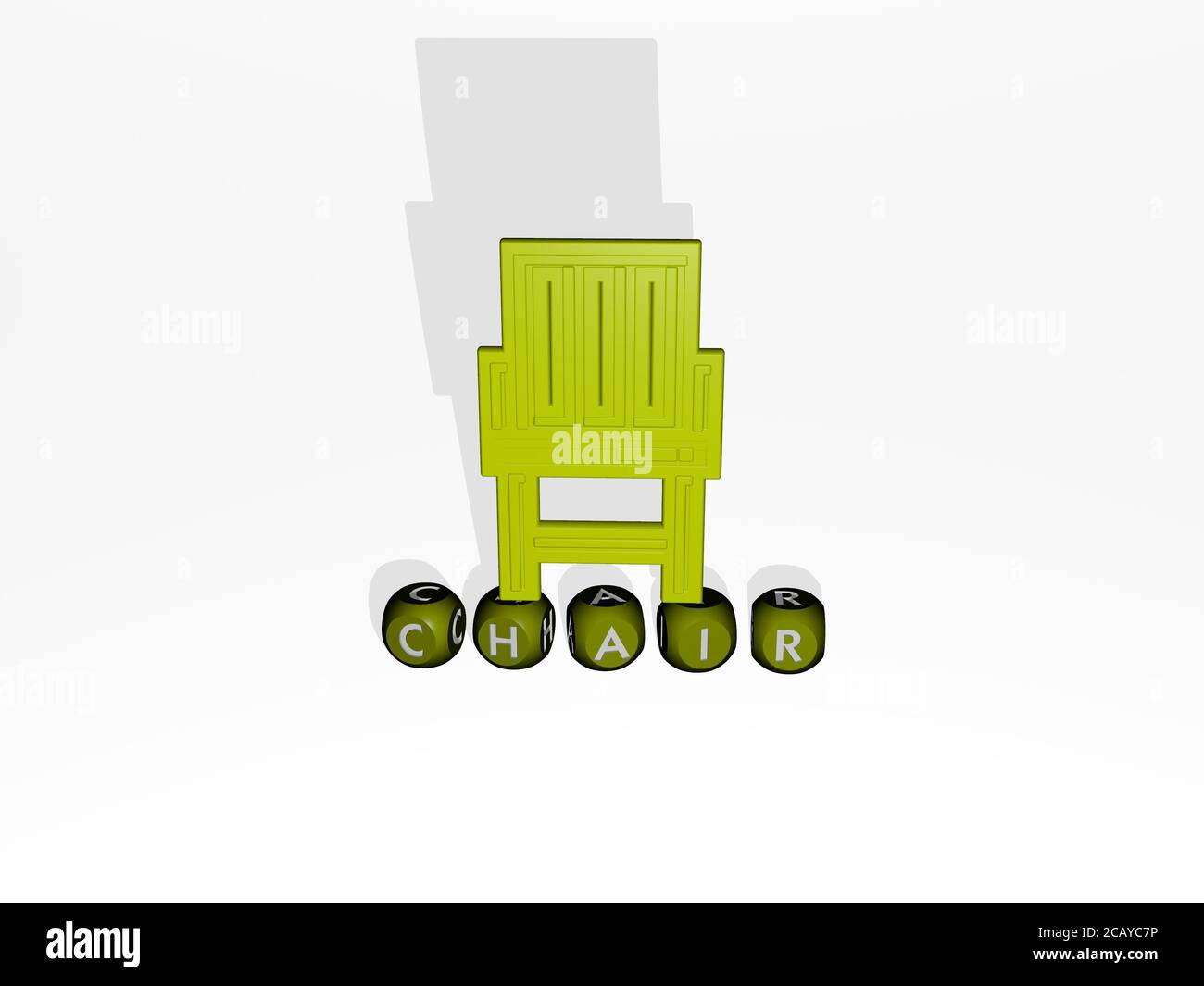 chair 3D icon over cubic letters. 3D illustration. background and ...