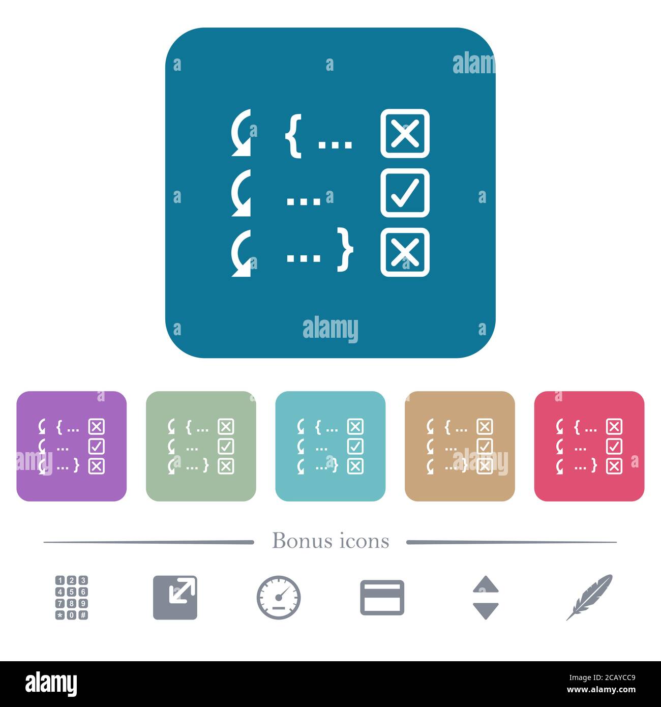 Debugging program white flat icons on color rounded square backgrounds ...