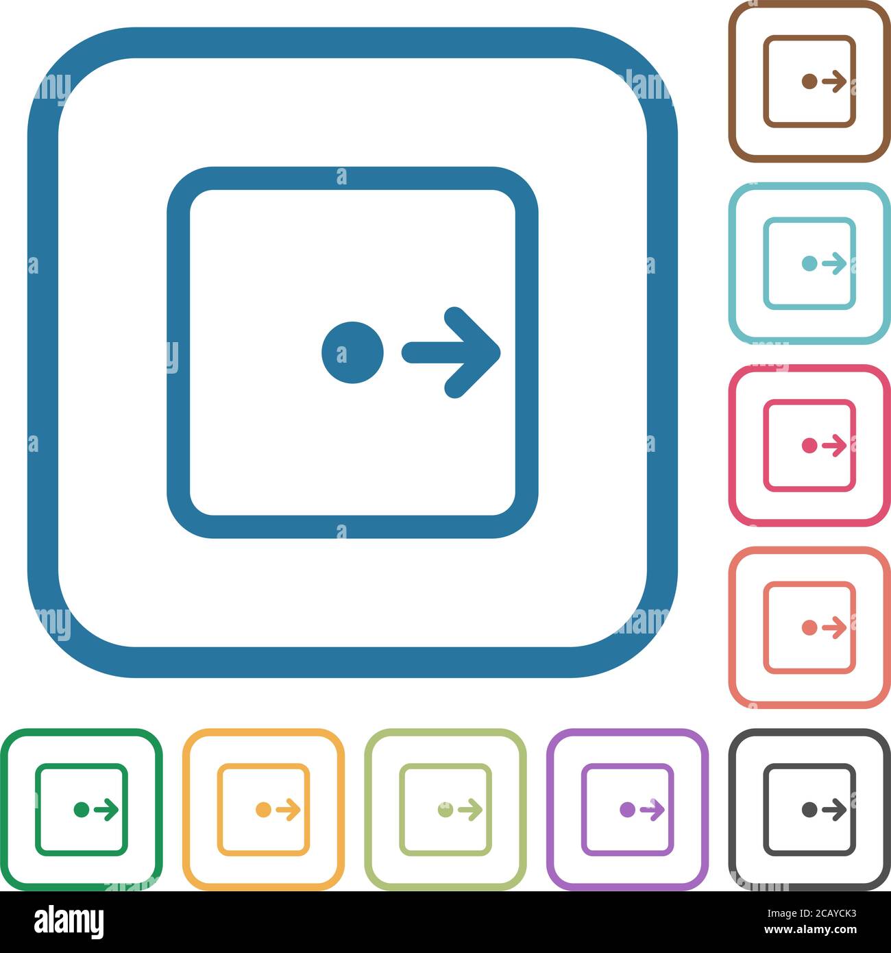 Move Object Right Simple Icons In Color Rounded Square Frames On White Background Stock Vector