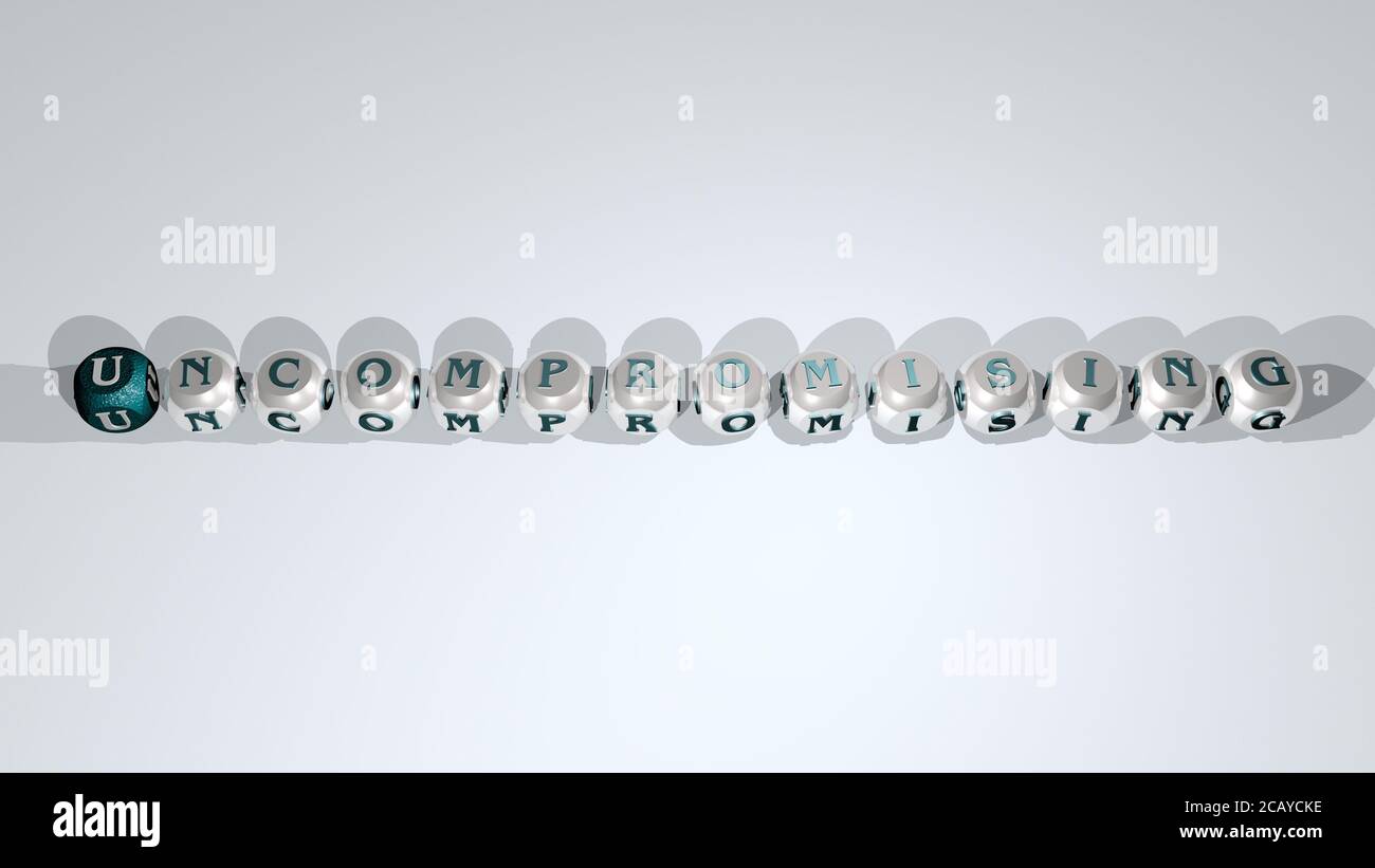 Men: UNCOMPROMISING text of cubic individual letters. 3D illustration ...