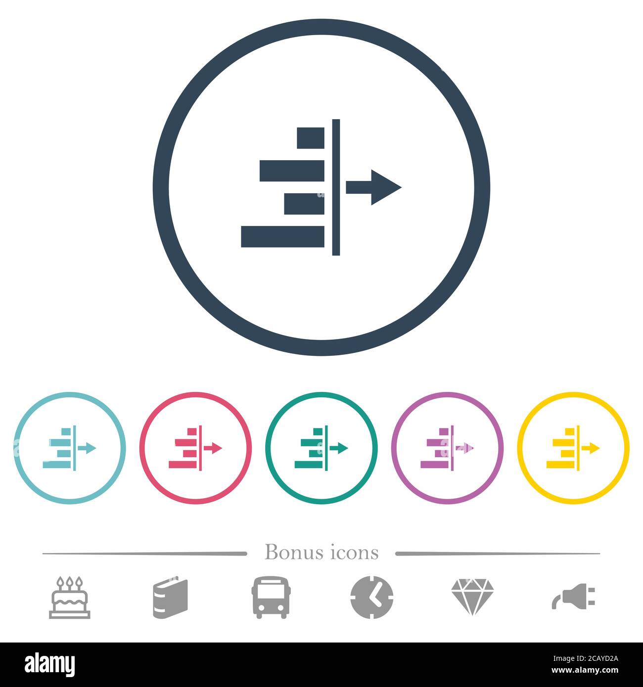 Decrease right indentation of content flat color icons in round outlines. 6 bonus icons included ...