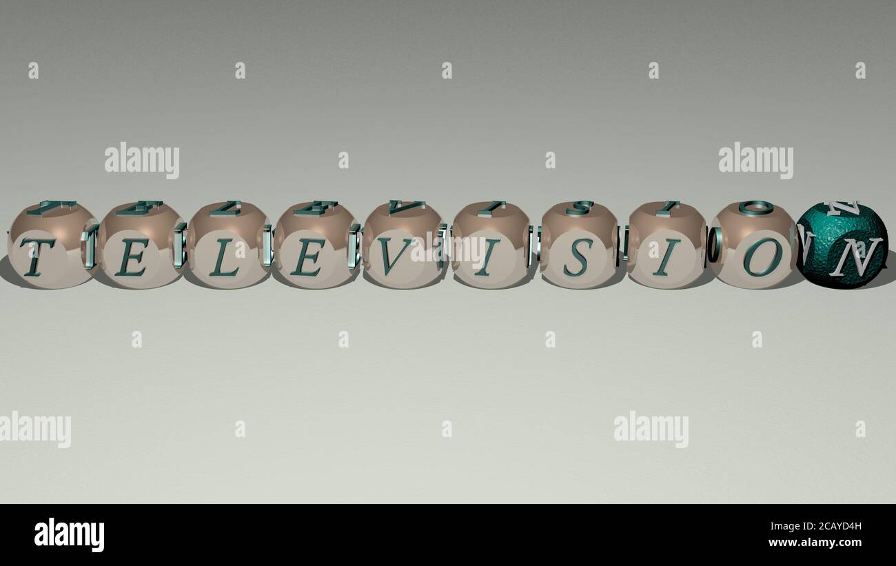 television text by cubic dice letters. 3D illustration. background and ...
