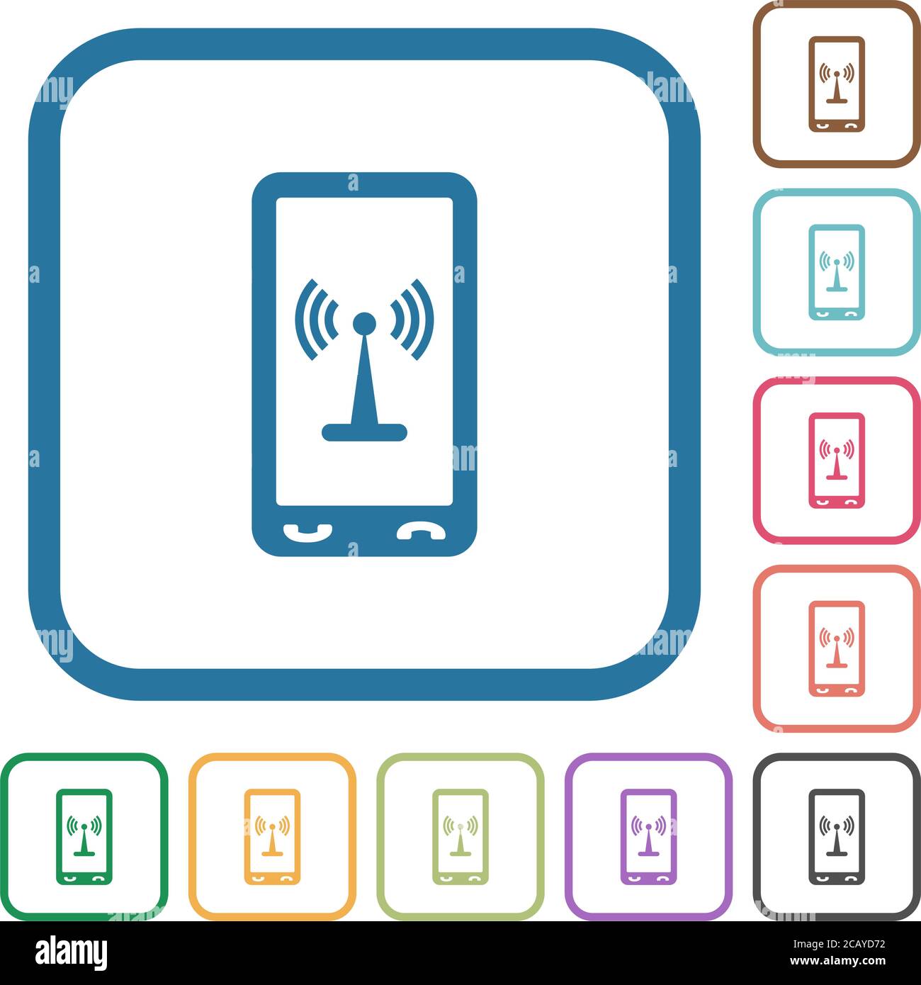 Mobile hotspot simple icons in color rounded square frames on white background Stock Vector ...