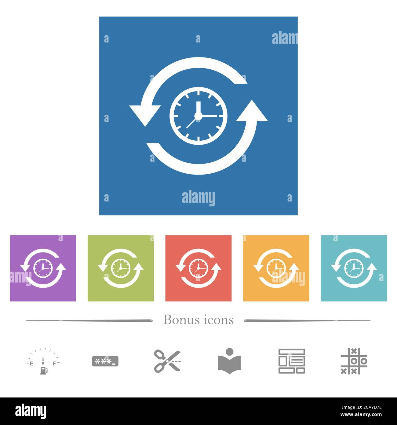 History flat white icons in square backgrounds. 6 bonus icons included ...