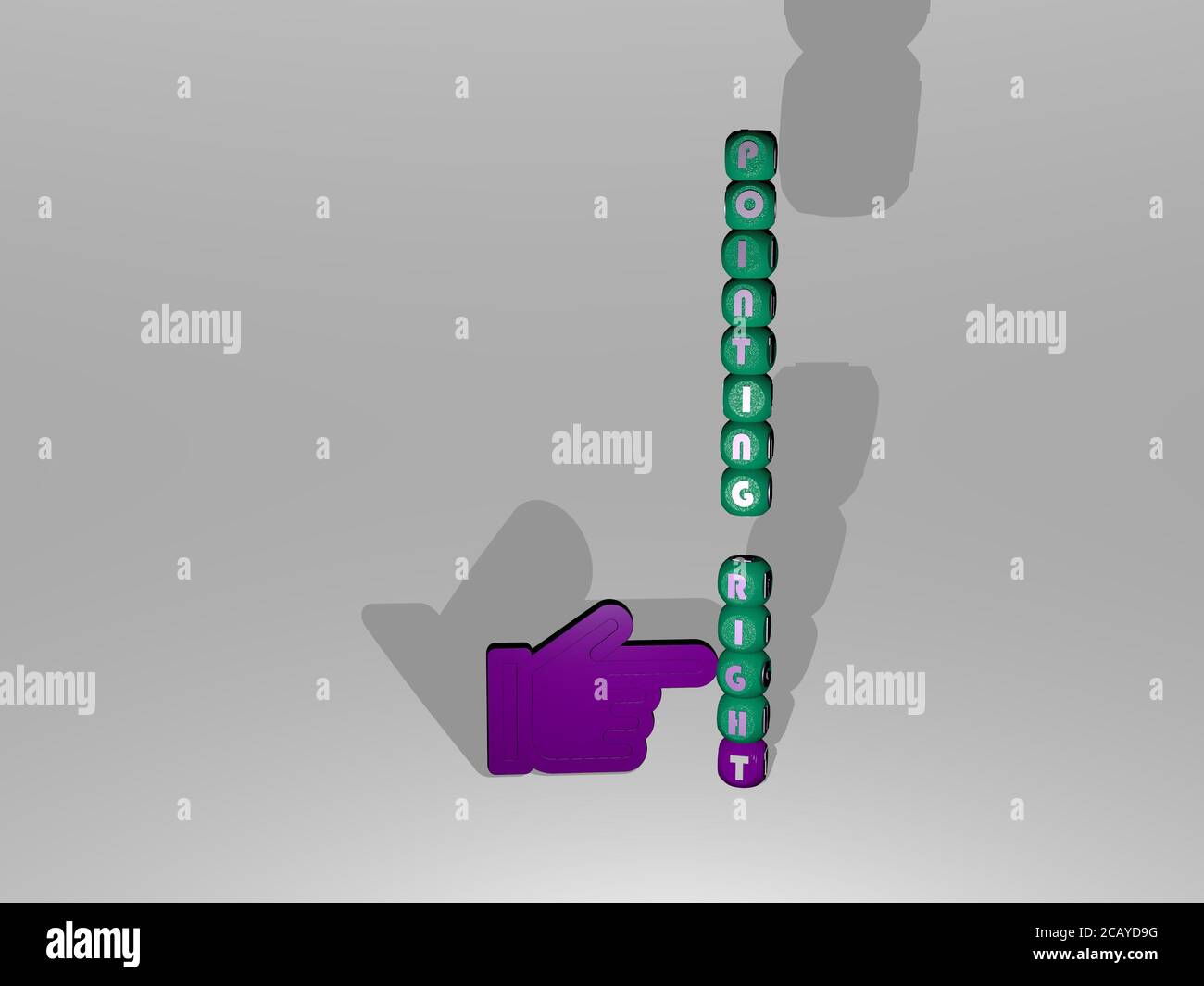 pointing right text beside the 3D icon. 3D illustration. background and ...