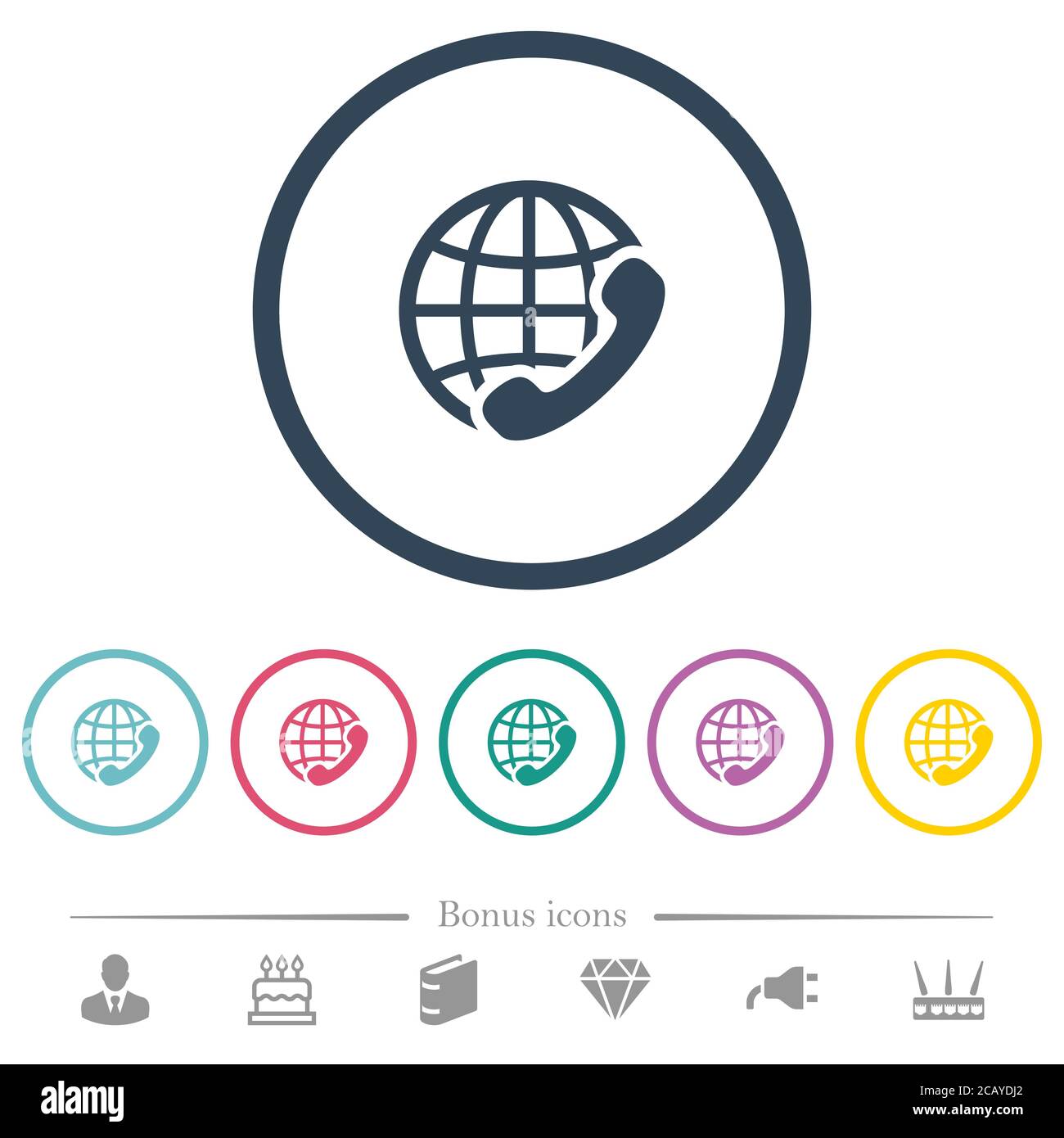International call flat color icons in round outlines. 6 bonus icons included Stock Vector Image ...