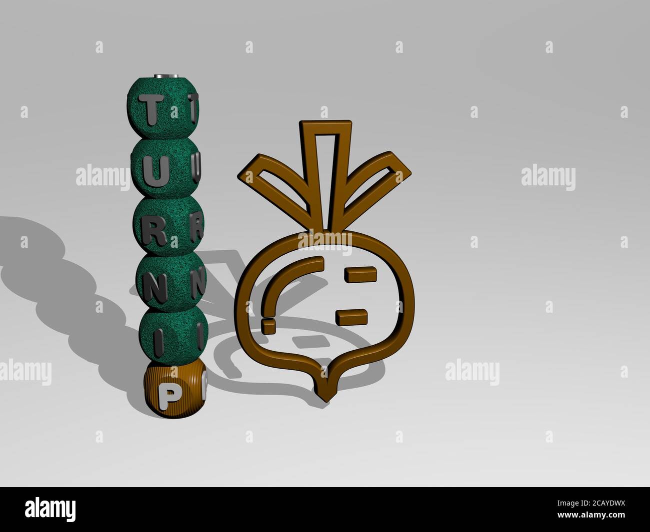 turnip 3D icon and dice letter text. 3D illustration. food and ...
