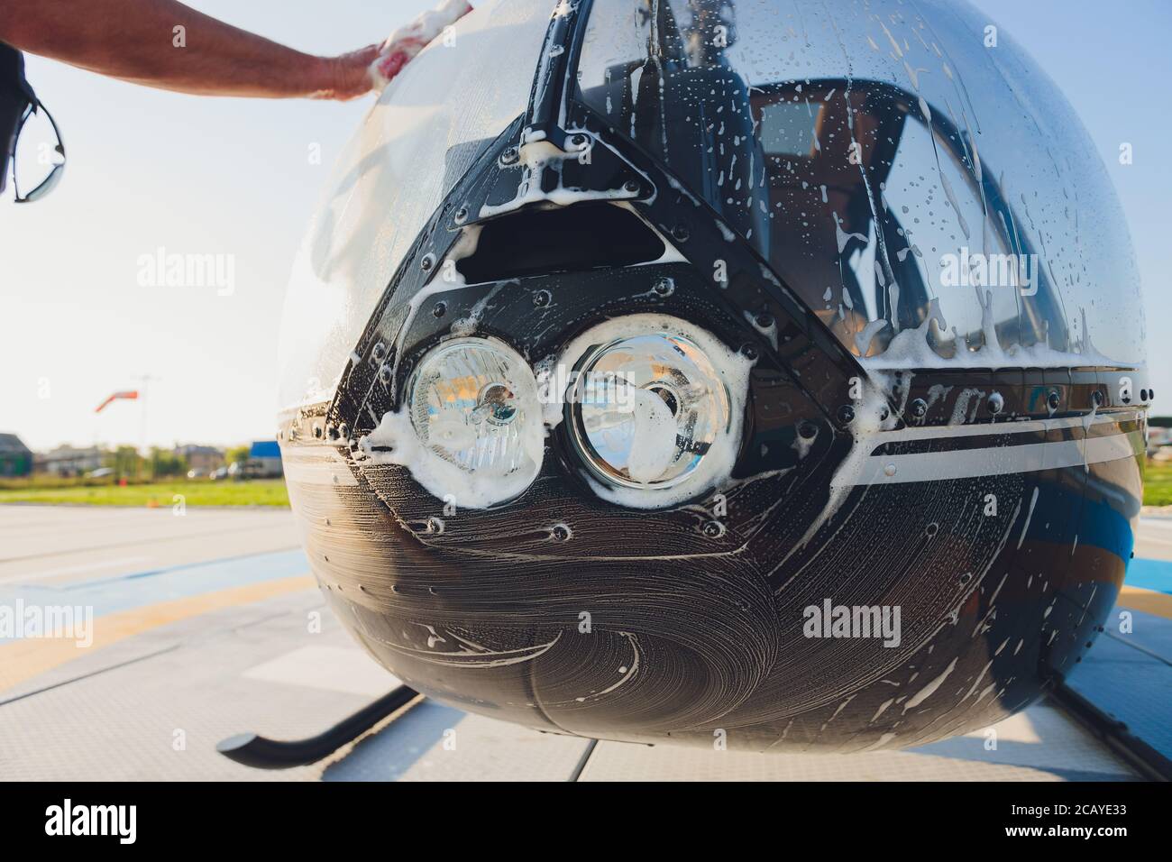 Detail of Helicopter Engineering on a beautiful blue sky,Military ...