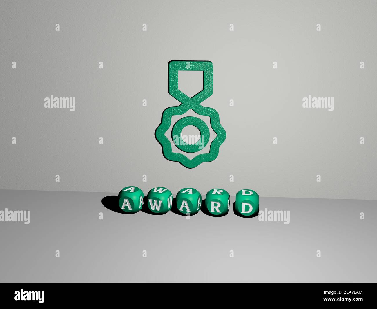 3D representation of award with icon on the wall and text arranged by ...
