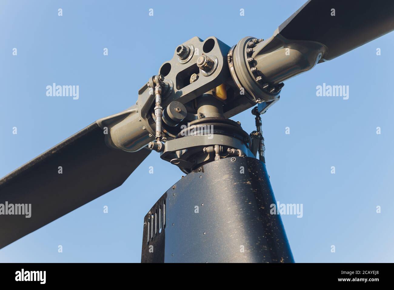 Detail of Helicopter Engineering on a beautiful blue sky,Military ...