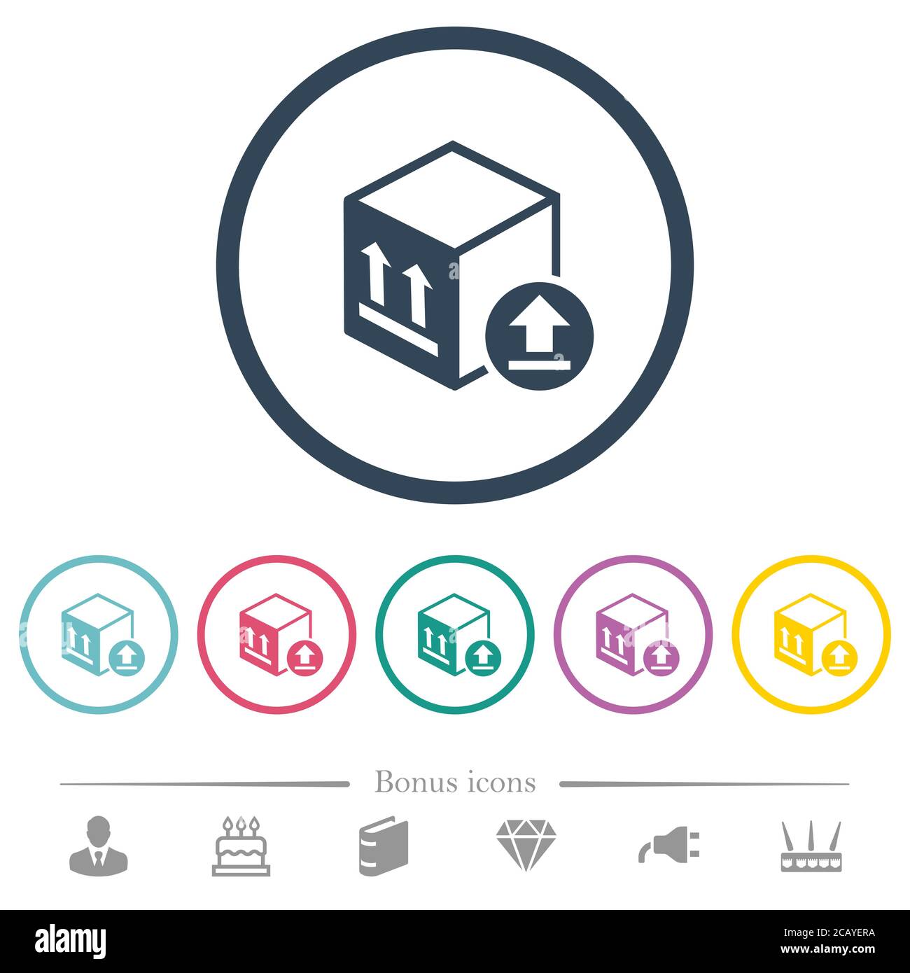 Package delivery flat color icons in round outlines. 6 bonus icons ...