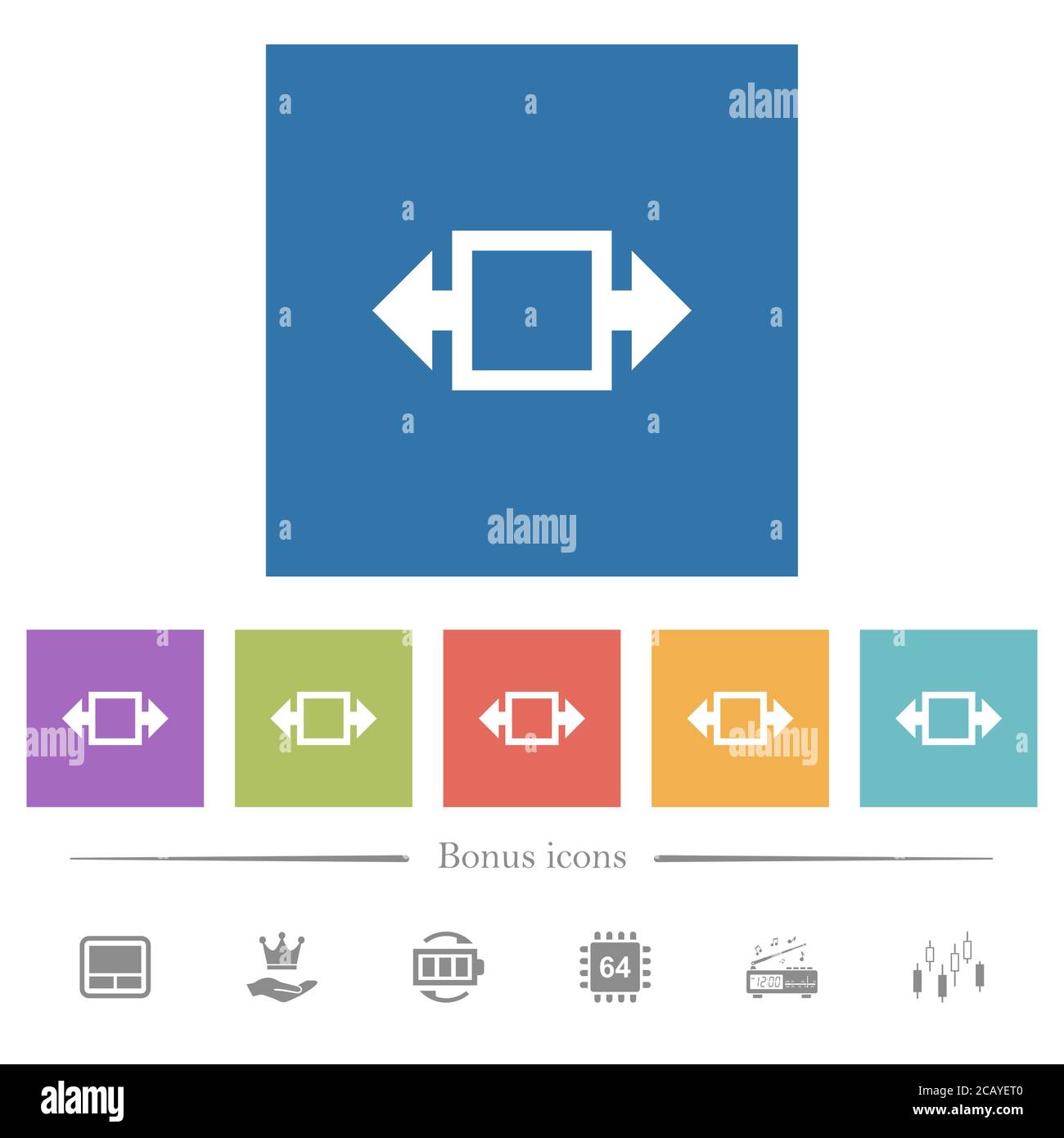 Width tool flat white icons in square backgrounds. 6 bonus icons ...