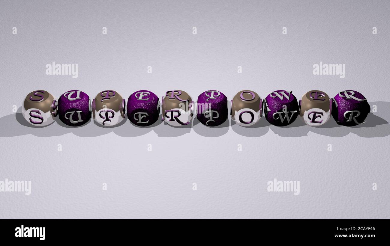 combination of SUPERPOWER built by cubic letters from the top ...