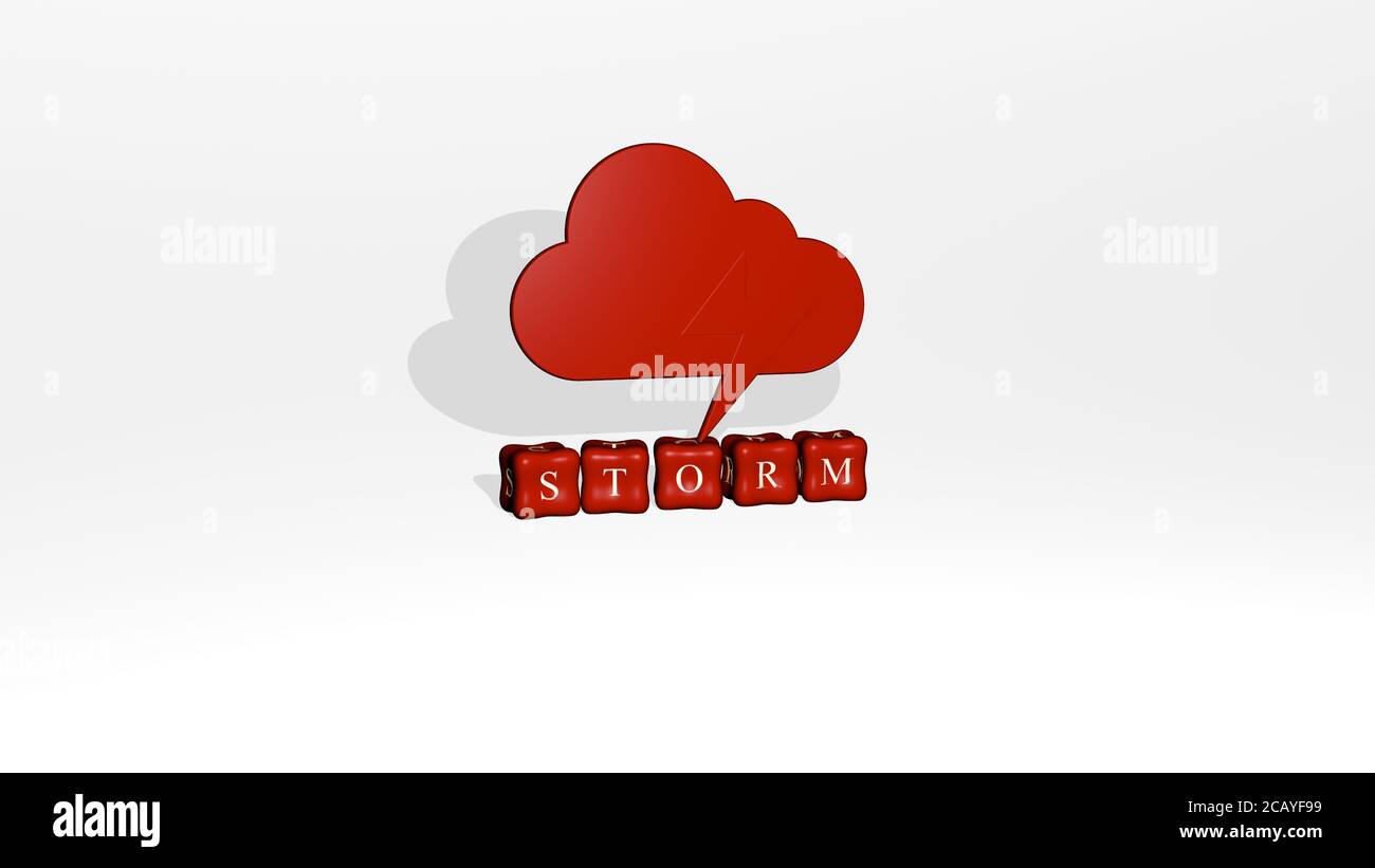STORM 3D icon object on text of cubic letters. 3D illustration ...