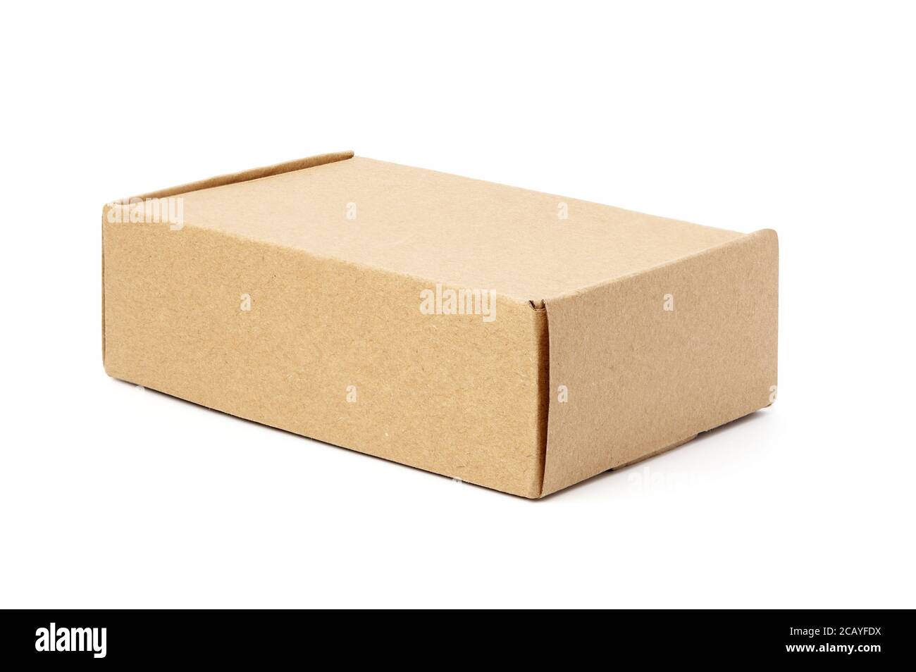 close-up single carton box isolated on white background, brown parcel ...
