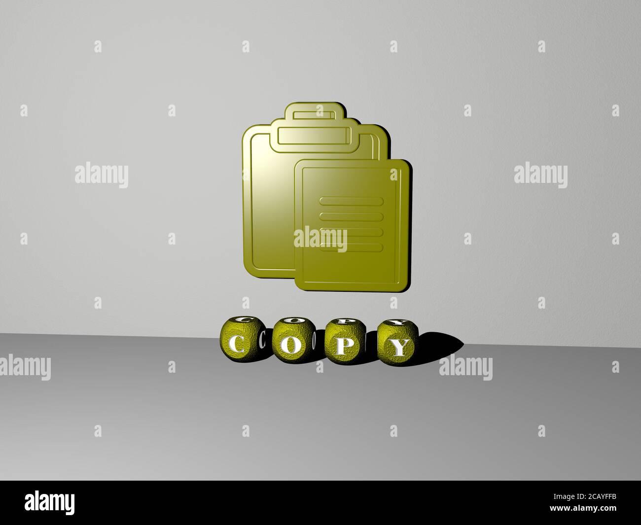 copy 3D icon on the wall and text of cubic alphabets on the floor. 3D ...
